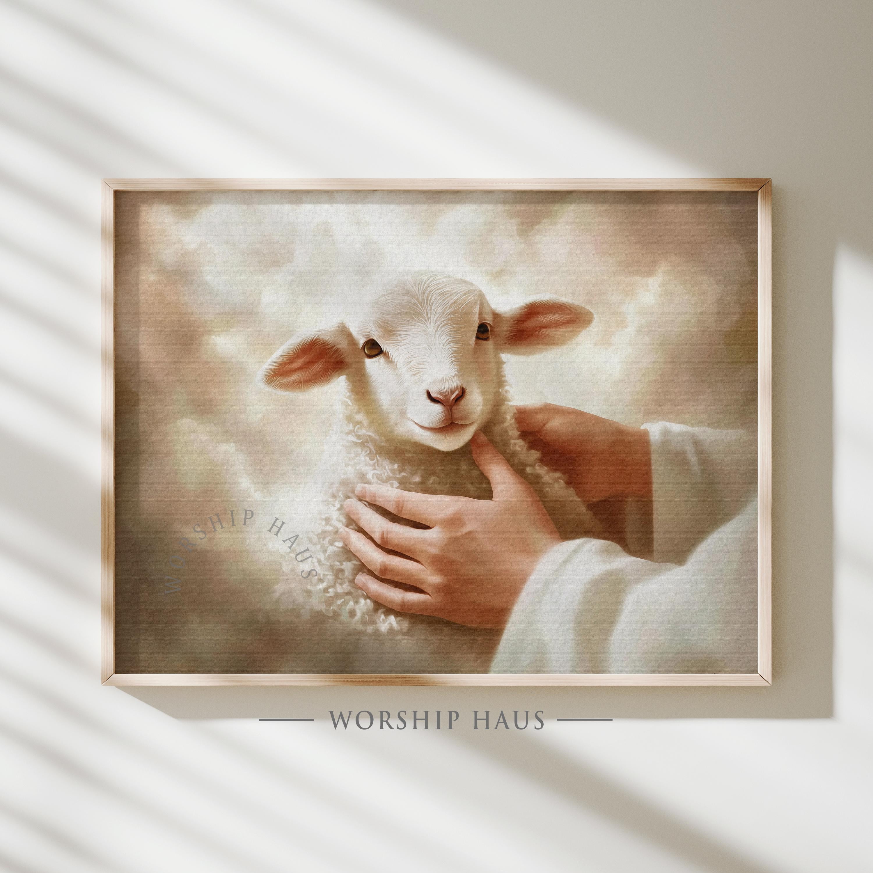 The Lamb In His Loving Hands Christian Jesus Holding Lamb Scene Lds ...