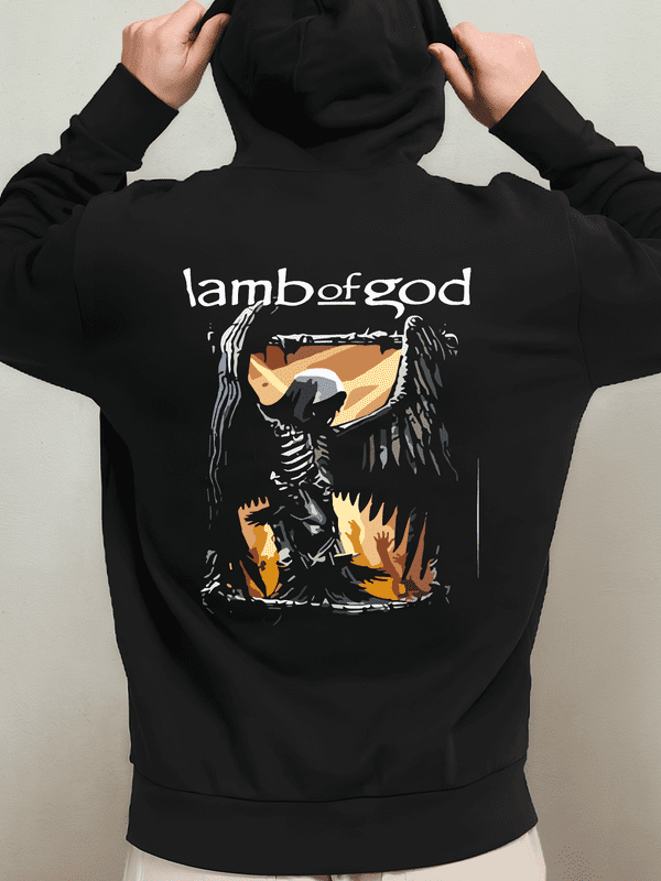 Lamb Of God Hoodie Winged Death Band New Black Official - Walmart.com