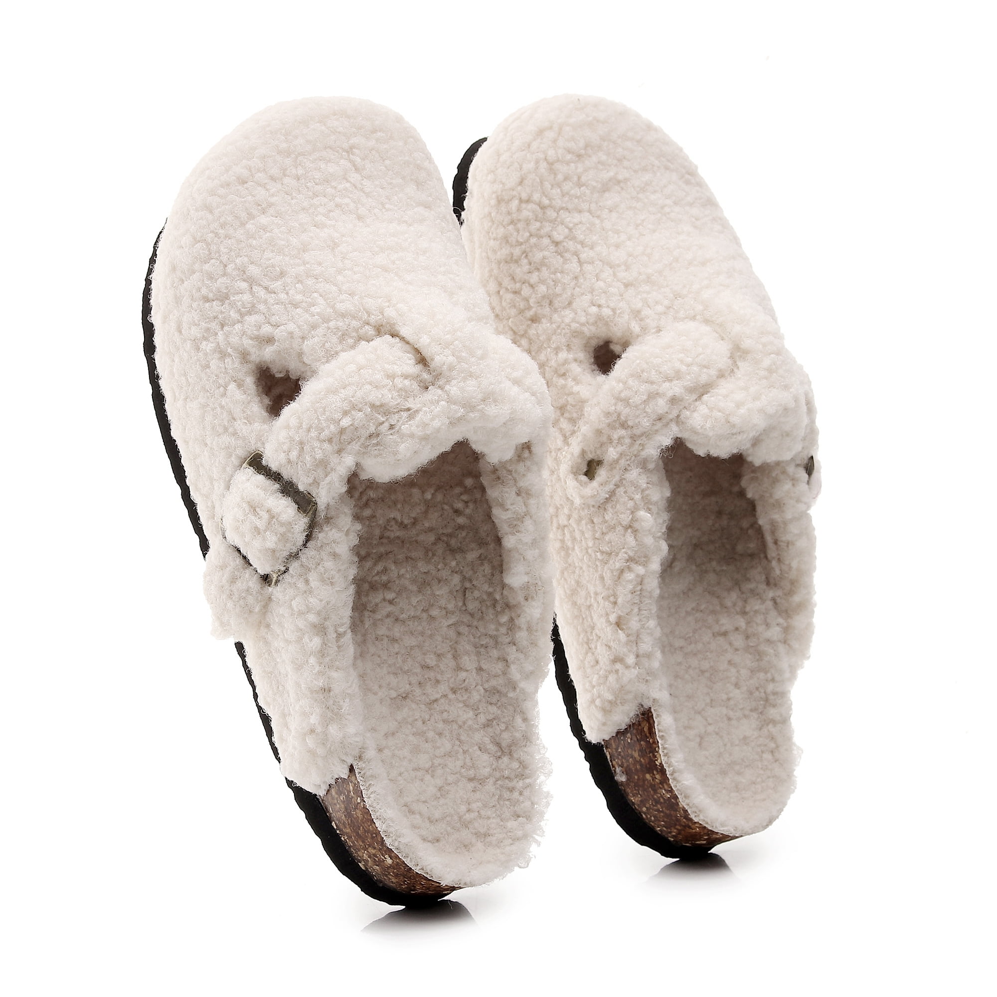Lamb Wool Clogs Slippers for Women Men With Adjustable Buckle Slip-on ...