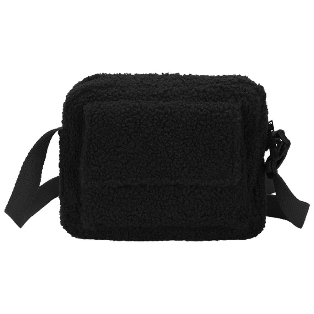 Lamb wool satchel Plush Shoulder Handbag fluffy Tote Handbag Large faux ...