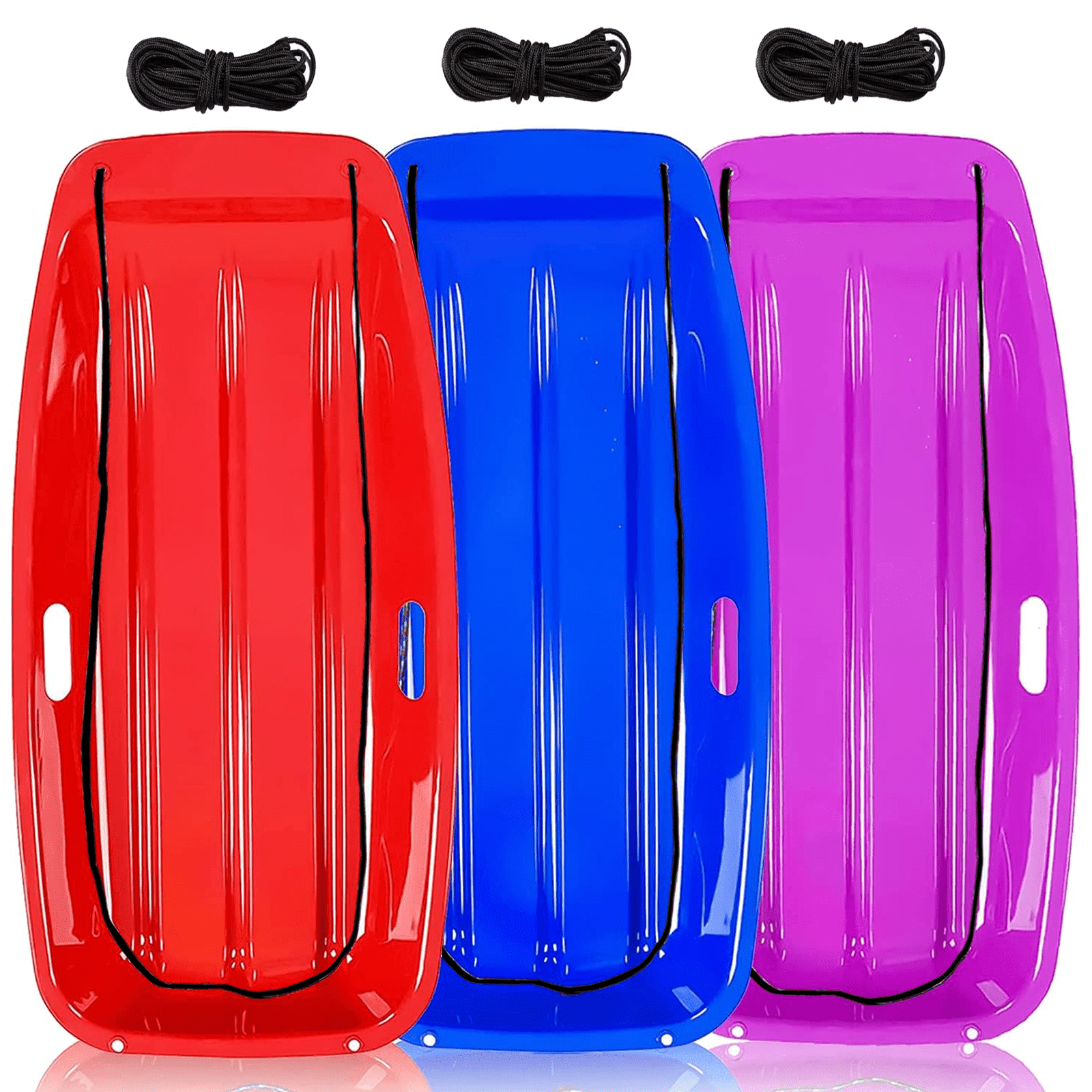 Lambaolom Classic Plastic Snow Sled 1-2 Rider 3pcs Kids Outdoor Plastic ...
