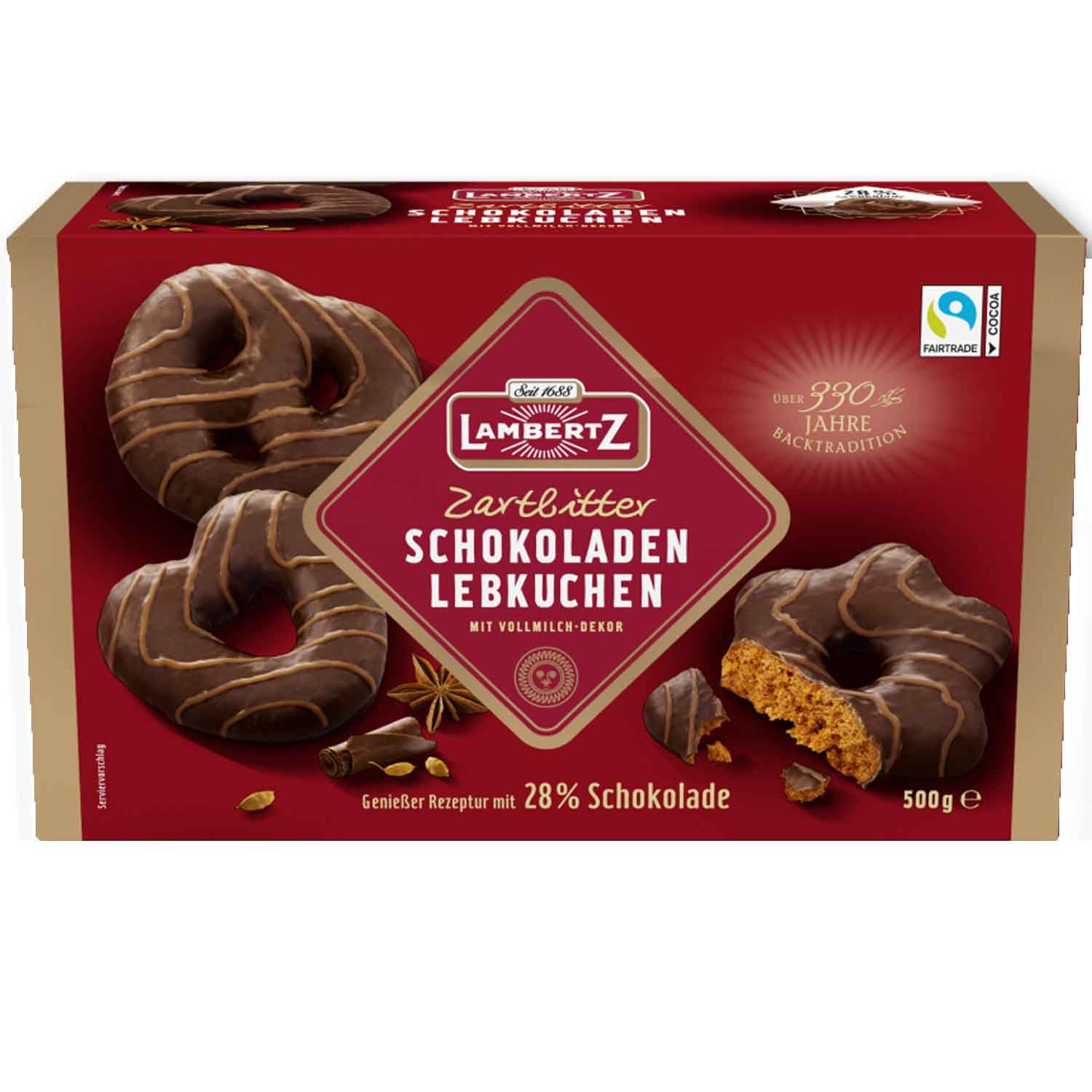 Lambertz gingerbread cookies covered in DARK chocolate -500g/17.63 oz ...
