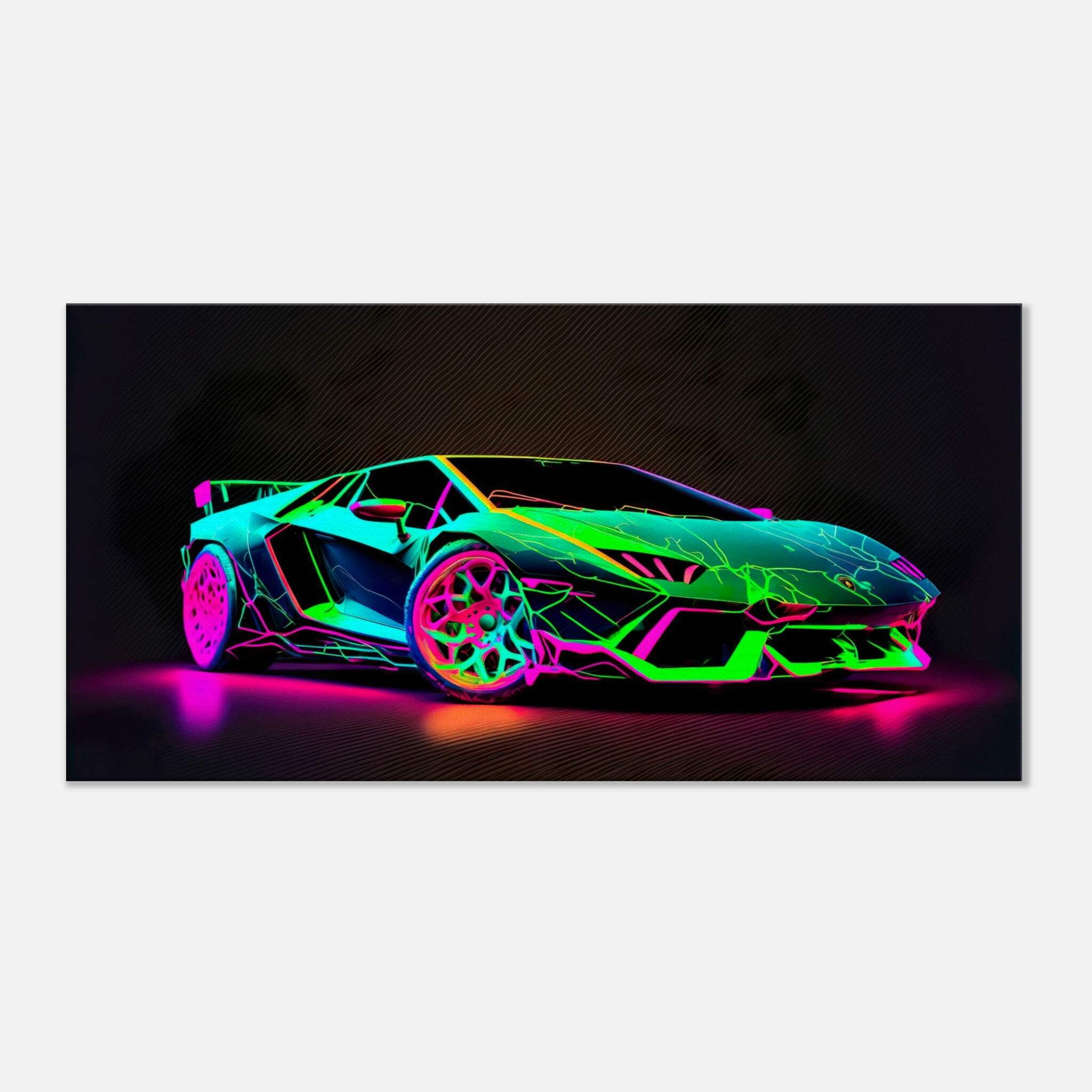 Lamborghini Canvas Wall Art – Neon Supercar Futuristic Abstract Sports ...