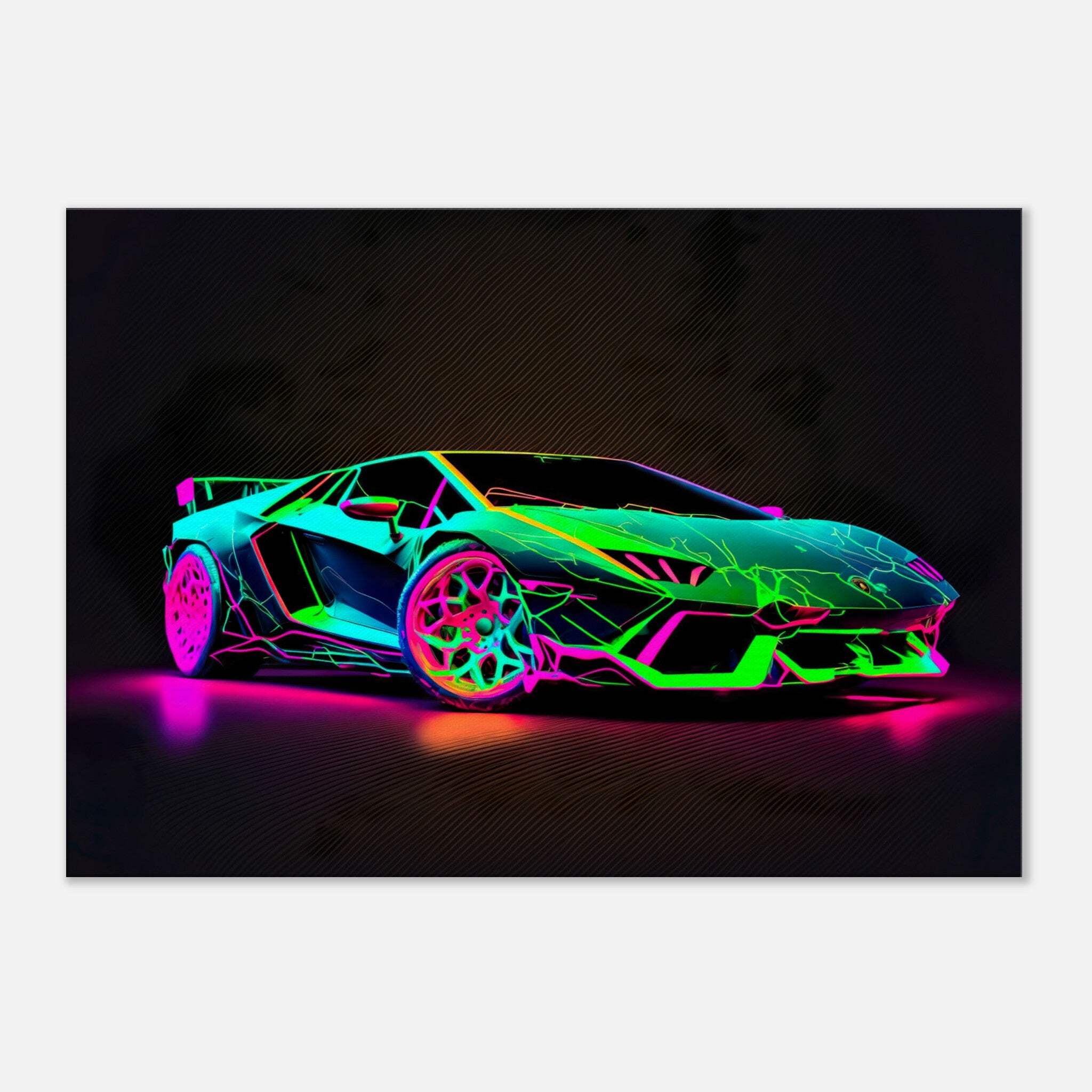 Lamborghini Canvas Wall Art – Neon Supercar Futuristic Abstract Sports ...