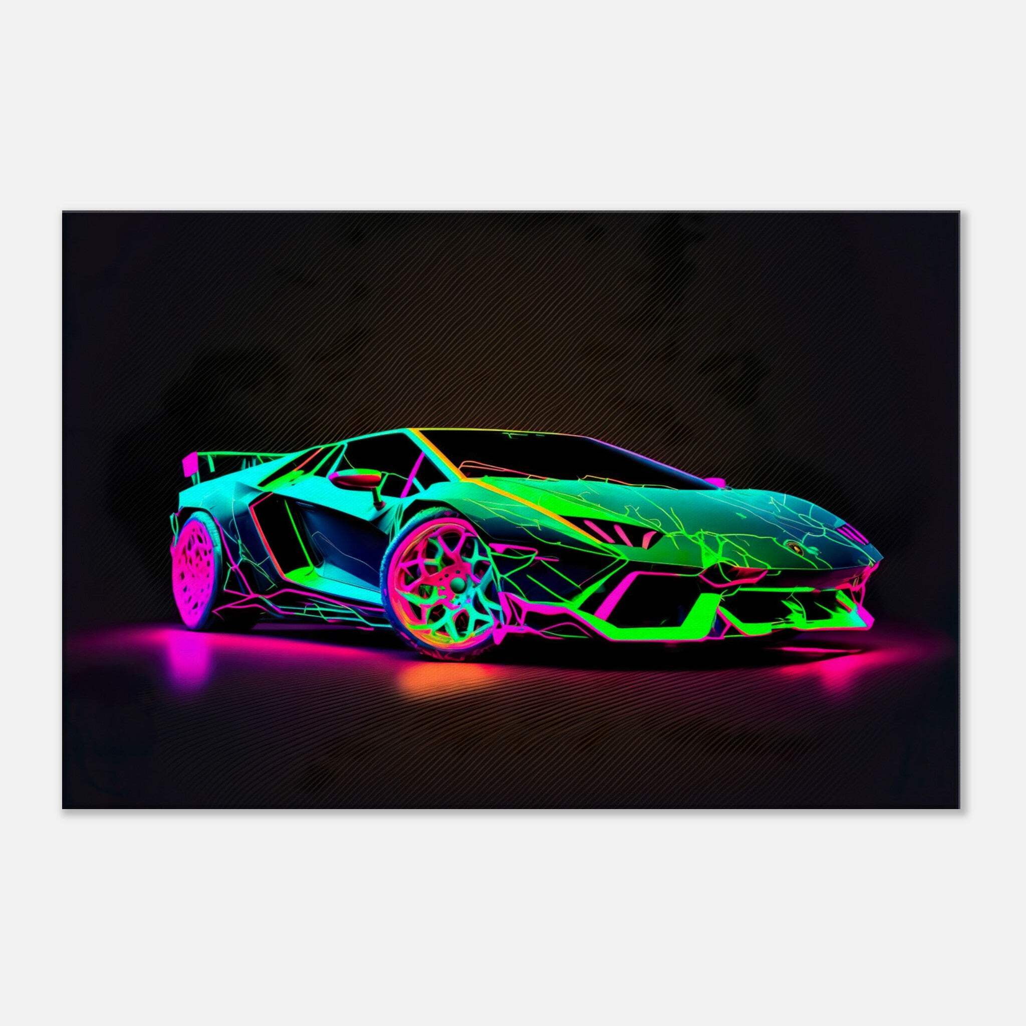 Lamborghini Canvas Wall Art – Neon Supercar Futuristic Abstract Sports ...