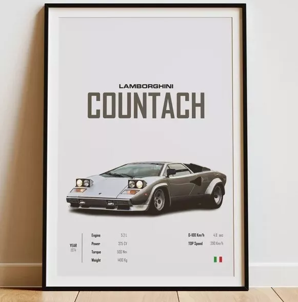 Lamborghini Countach Poster - Countach Print NO FRAMED POSTER, Home ...