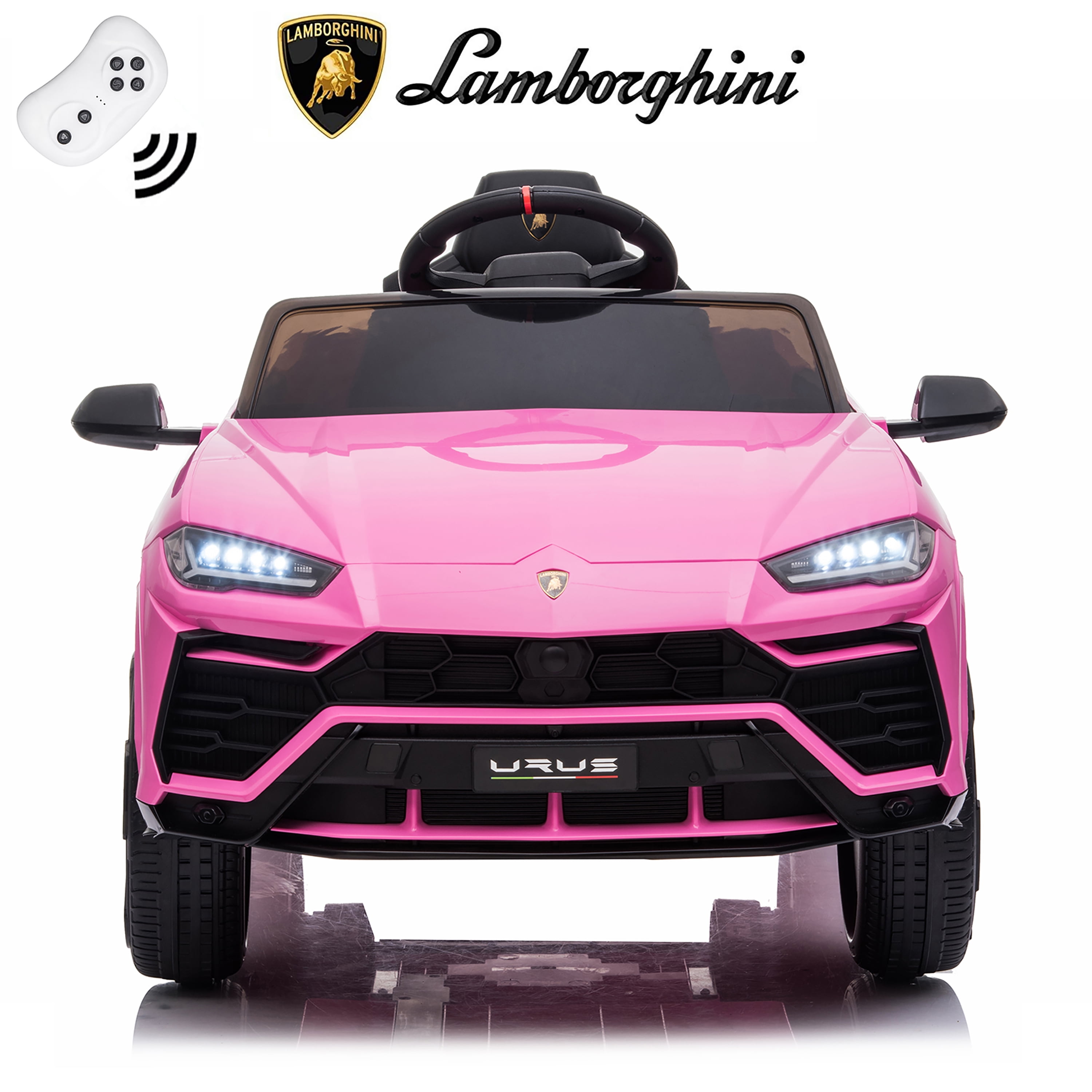Pink Lamborghini Ride On Car, 12V with Remote Control, 3-Speed, LED ...