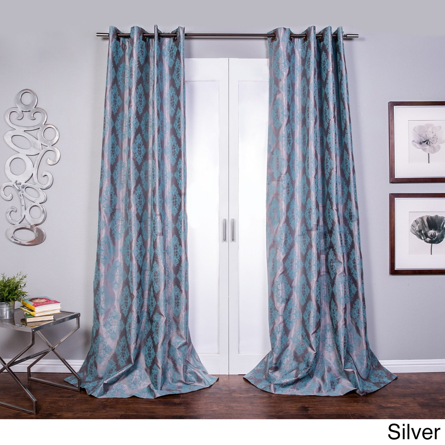 Lambrequin Zarya Grommet Flocked Curtain Panel 84 in - 54 x 84 - 54 x ...