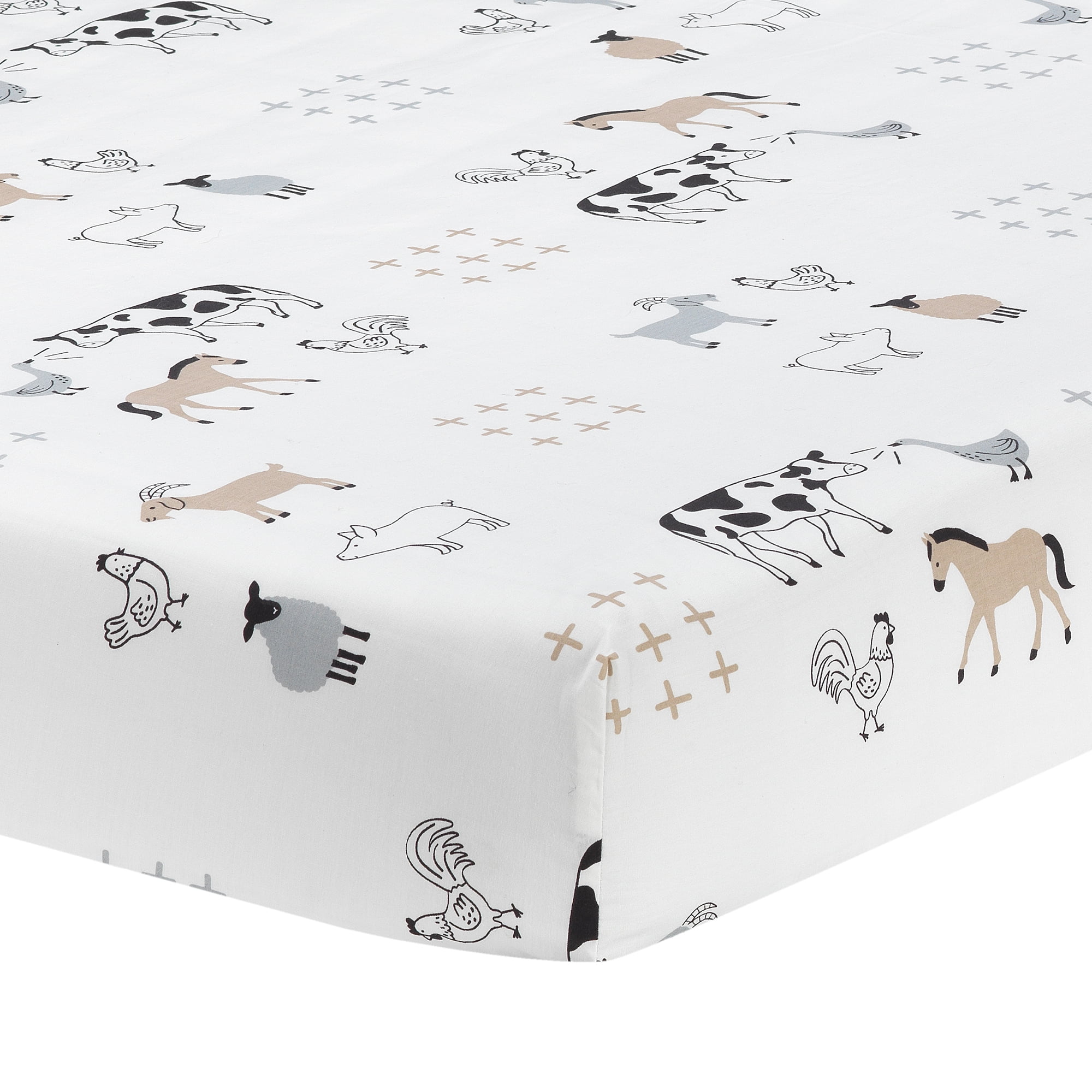 Lambs & Ivy 100% Cotton Fitted Crib Sheet with Cow Print - Baby Farm ...