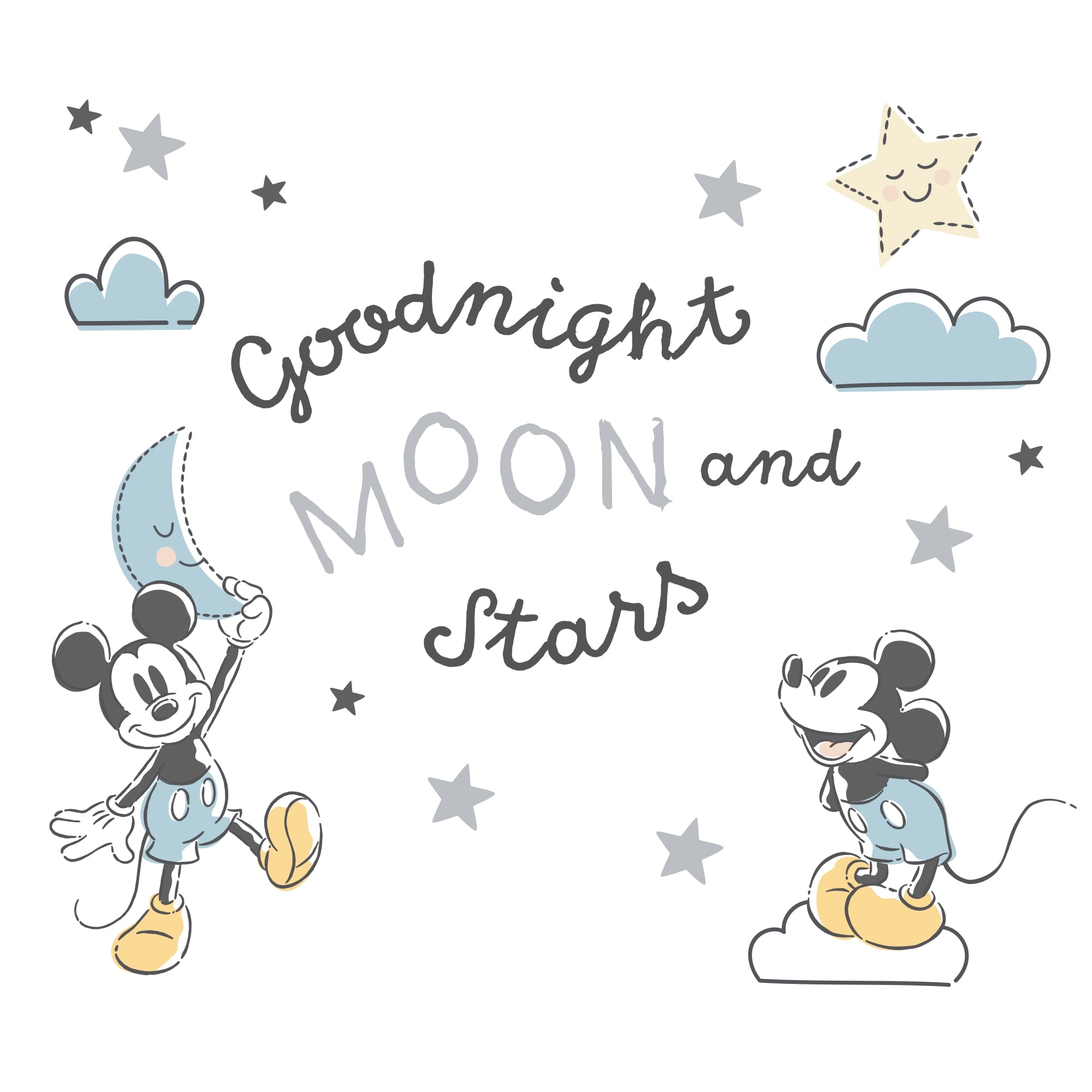 Lambs & Ivy Disney Baby Moonlight Mickey Mouse Blue/Black Wall Decals ...