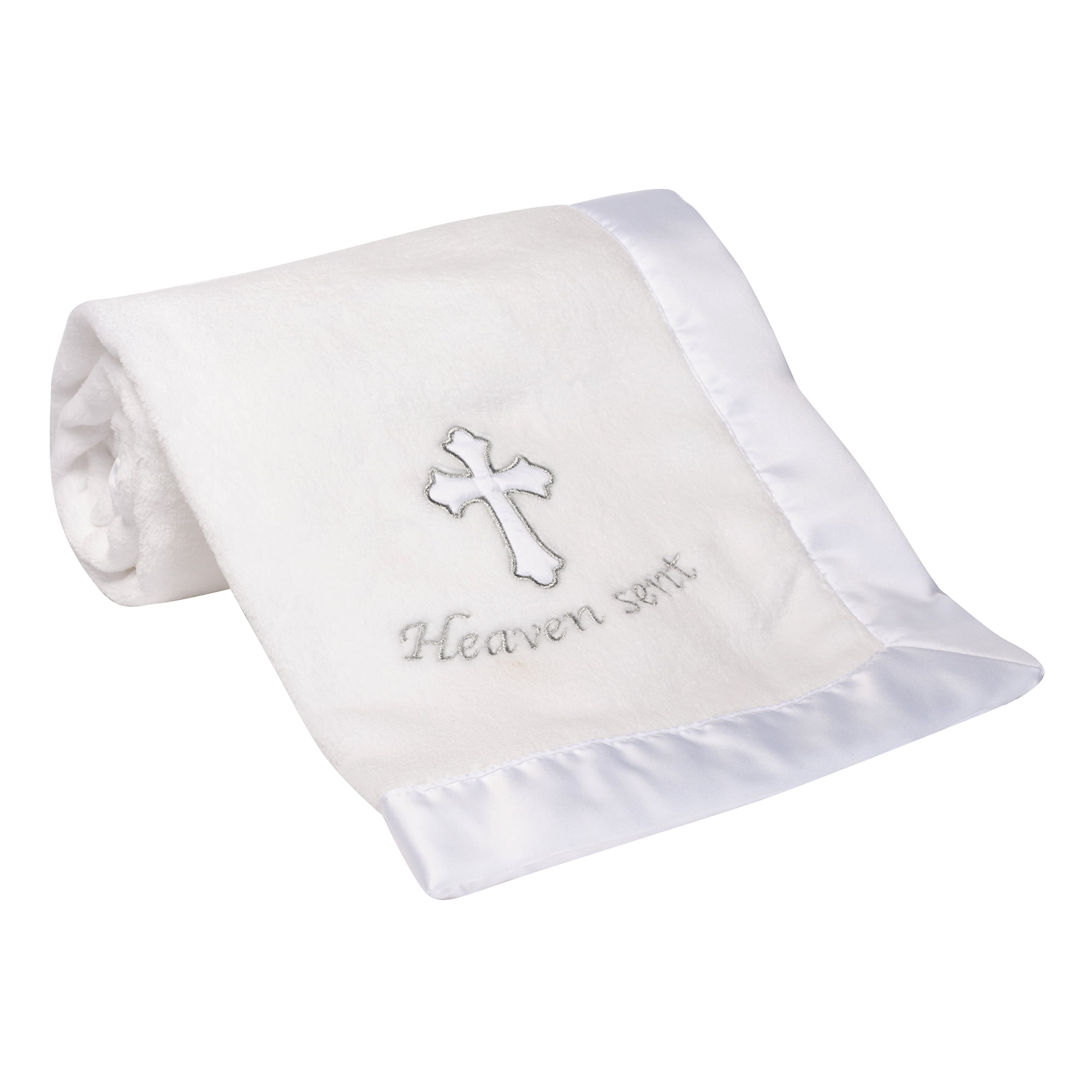 Lambs & Ivy Heaven Sent Baptism/Christening Soft White Fleece Baby ...
