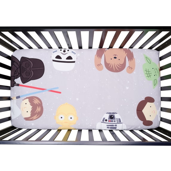 Lambs & Ivy Star Wars Galaxy Cotton Fitted Crib Sheet, 52x28, Yoda ...