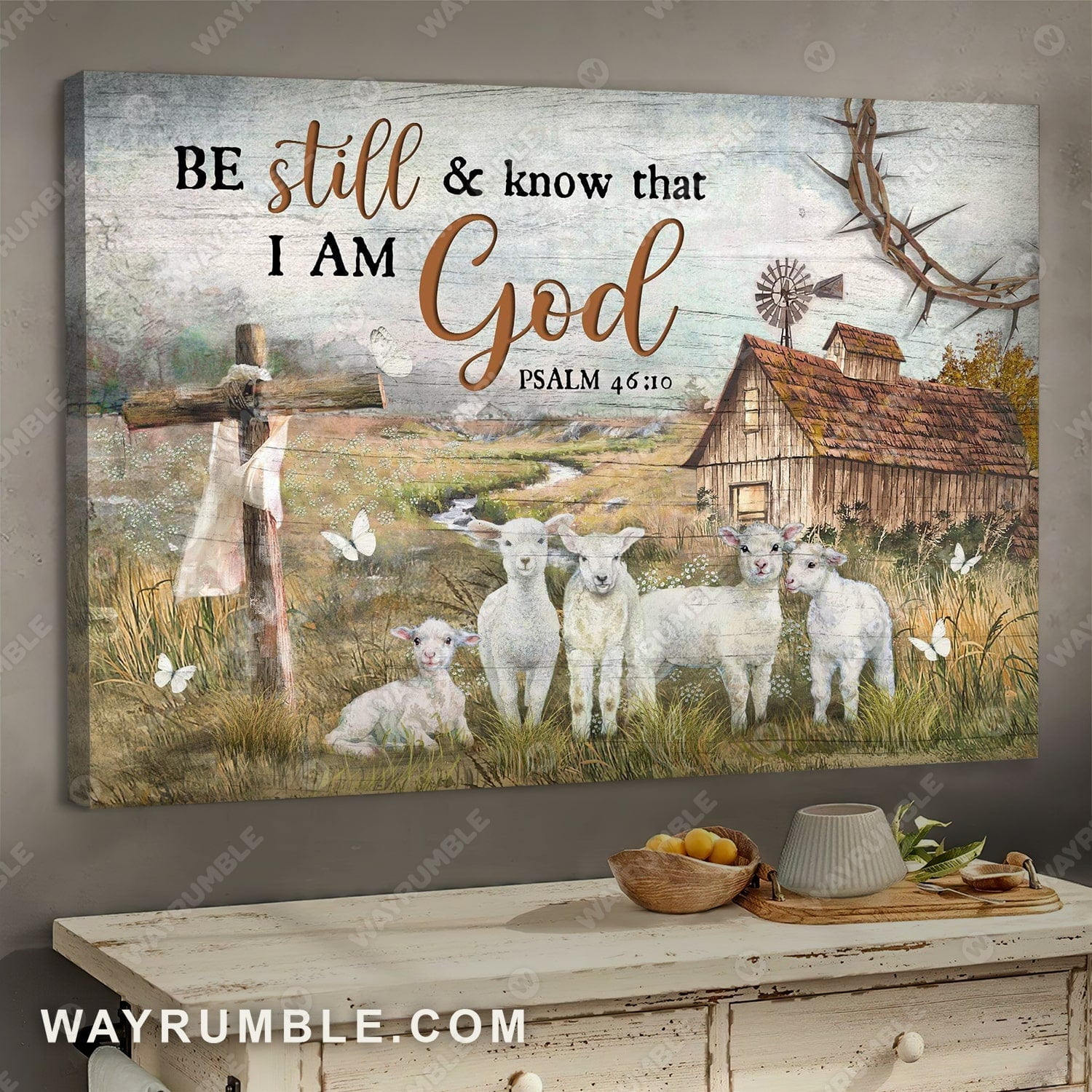 Lambs Painting Old Farmhouse Be Still And Know That I Am God ...