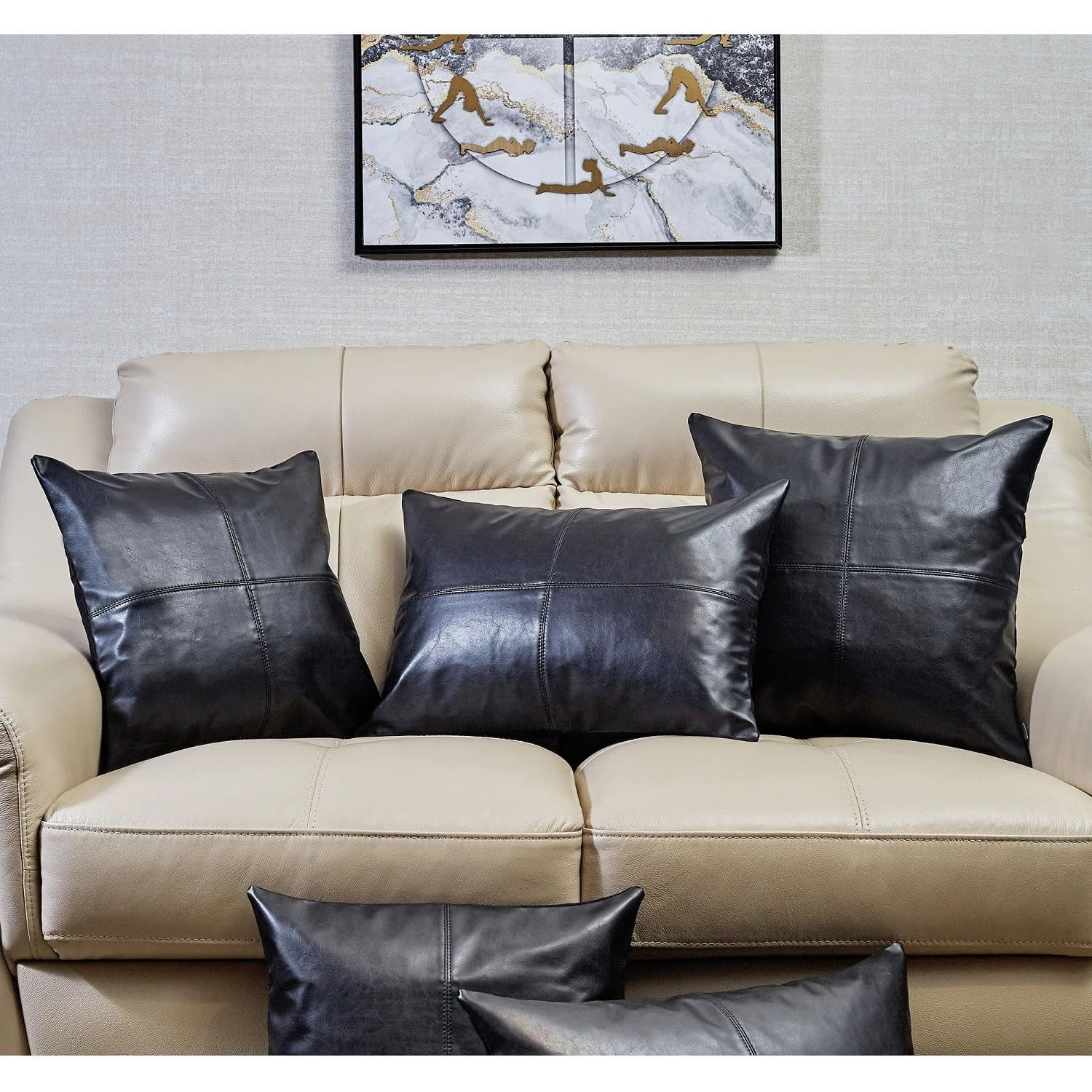 Lambskin Leather Pillow Cover - Sofa Cushion Case - Decorative Throw ...