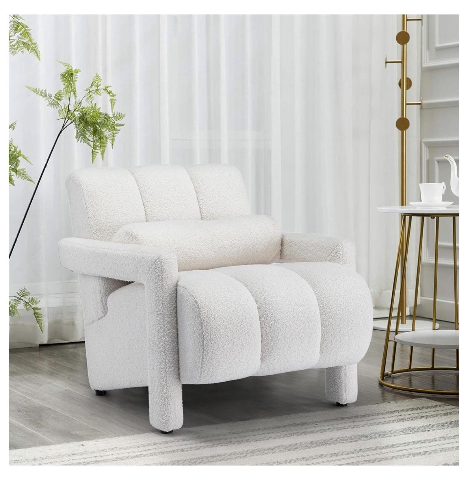 Lambswool Accent Chair, Modern Upholstered Accent Chair, Comfy Teddy ...