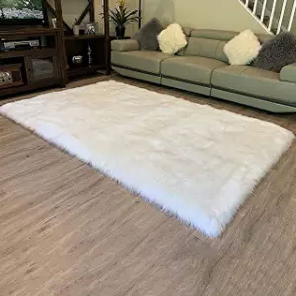 Lambzy Area Rug Faux Sheepskin Rectangular Fluffy Shag Bedroom Rug 12 ...