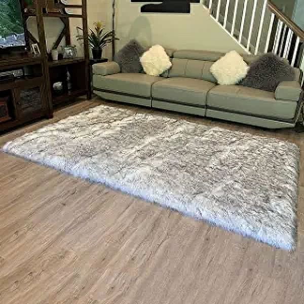 Lambzy Area Rug Faux Sheepskin Rectangular Fluffy Shag Bedroom Rug 4’x6 ...