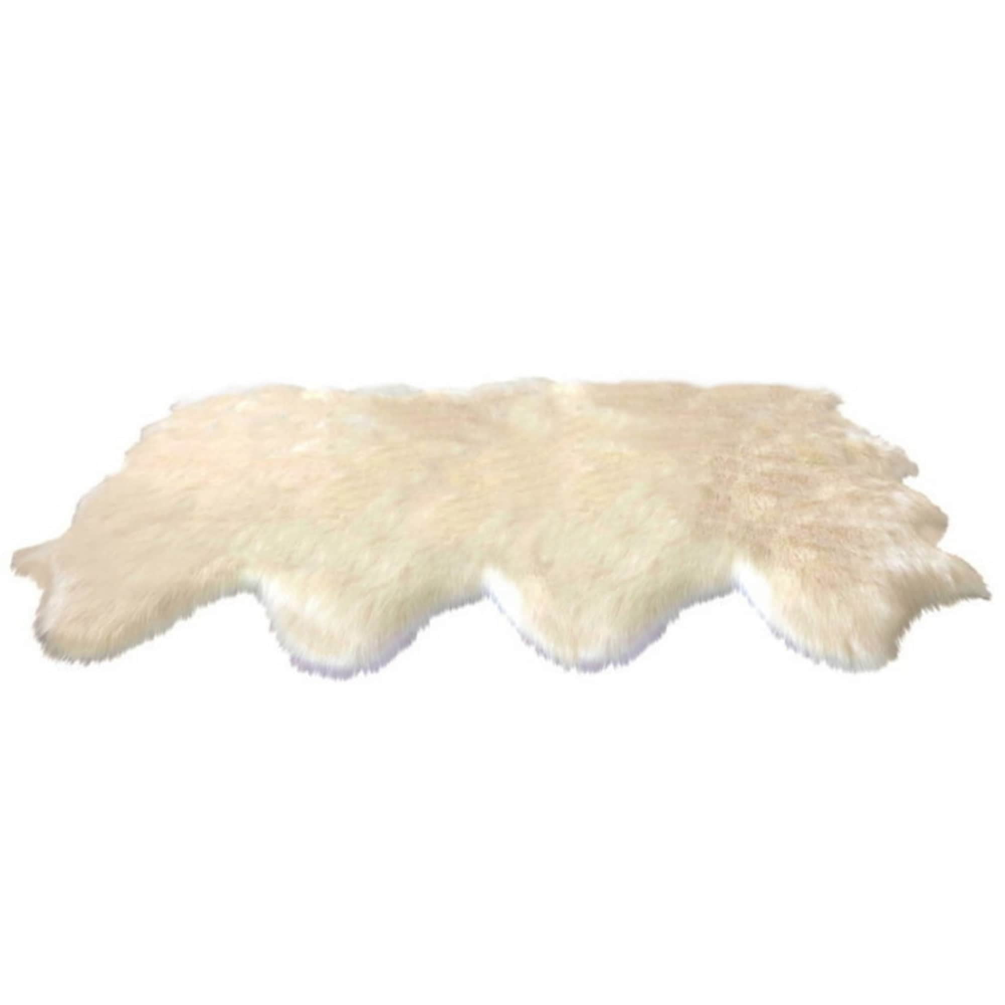 Lambzy Dynasty Natural 4-Pelt Luxury Long Wool Sheepskin Shag Rug Light ...
