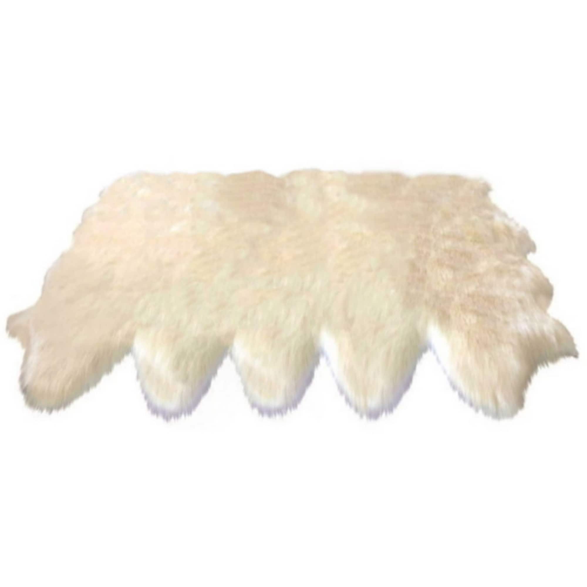 Lambzy Dynasty Natural 5-Pelt Luxury Long Wool Sheepskin Shag Rug Light ...
