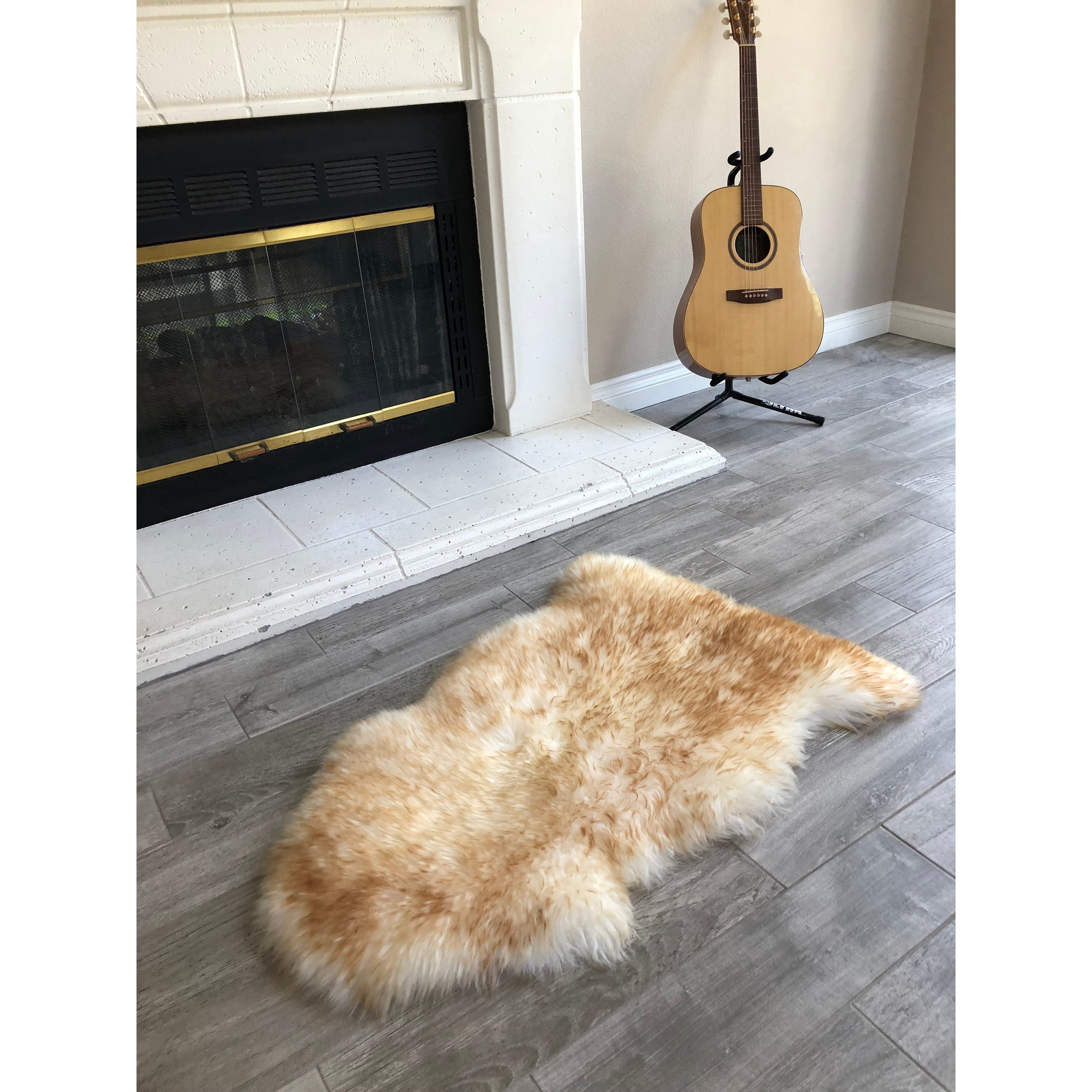 Lambzy Dynasty Natural Single Pelt Luxury Long Wool Sheepskin Shag Rug ...