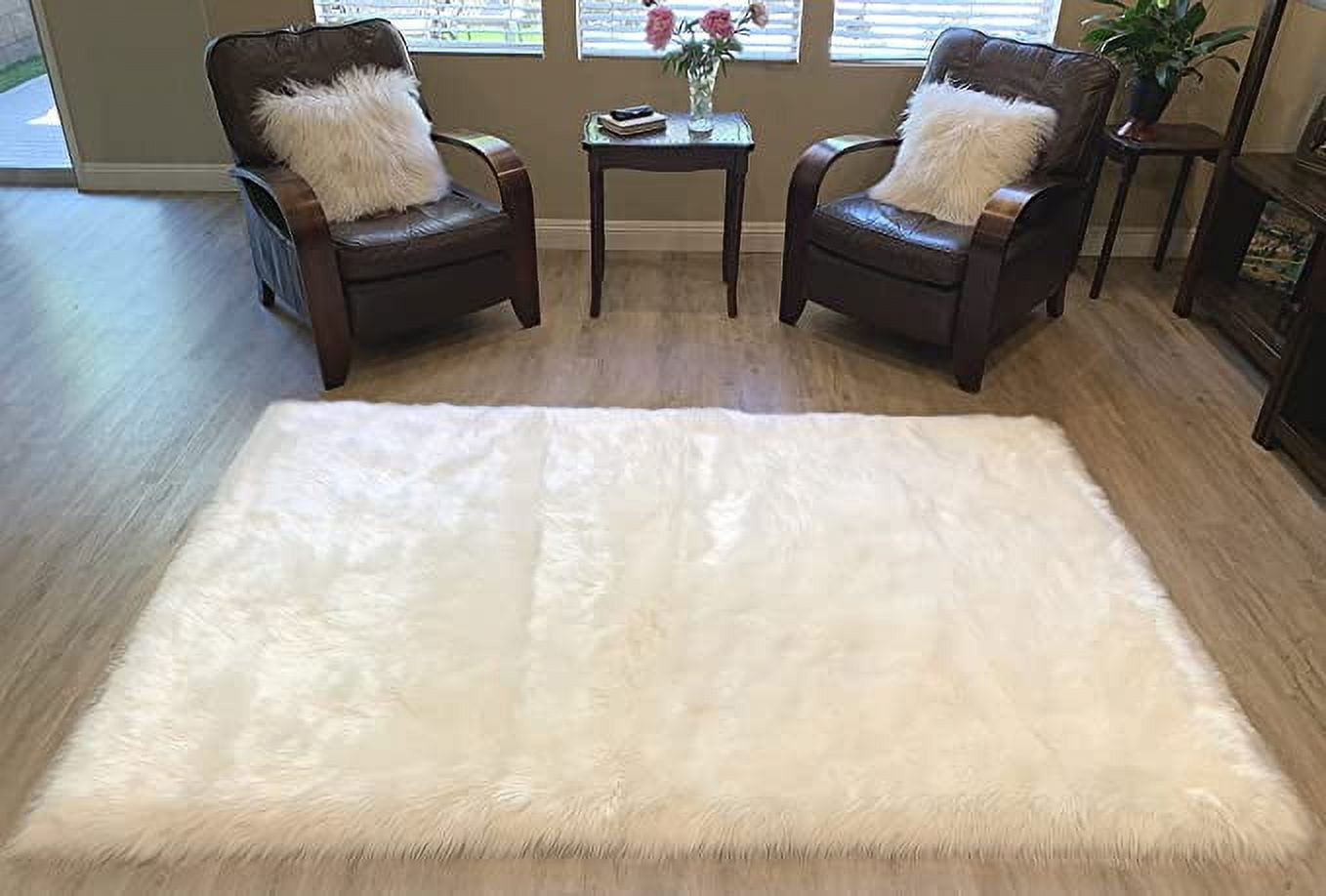 Lambzy Faux Sheepskin Rectangular Fluffy Shag Area Rug 5’x8’ feet ...