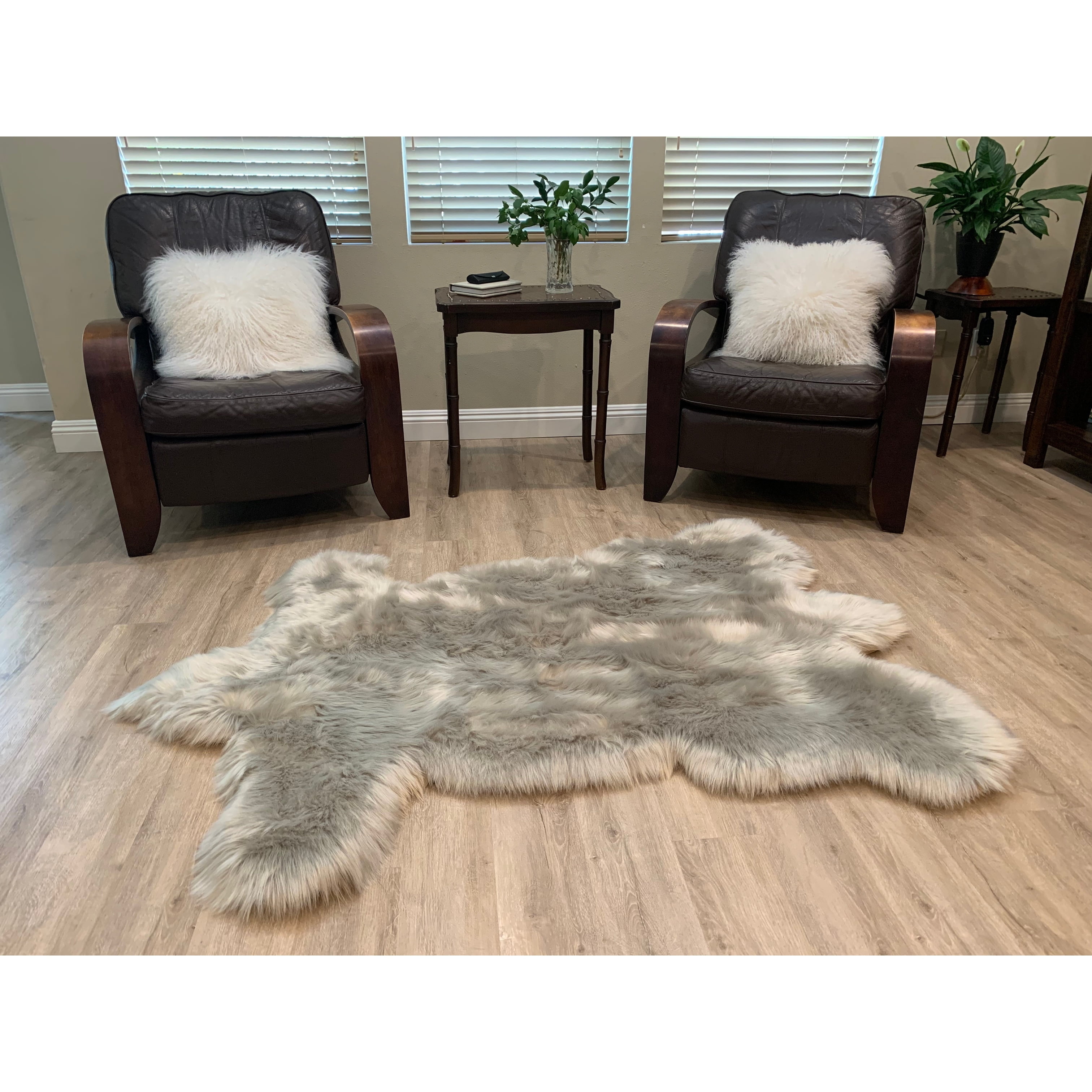 Lambzy Highland Select Bear Shape Natural Long Wool Sheepskin Shag Rug ...