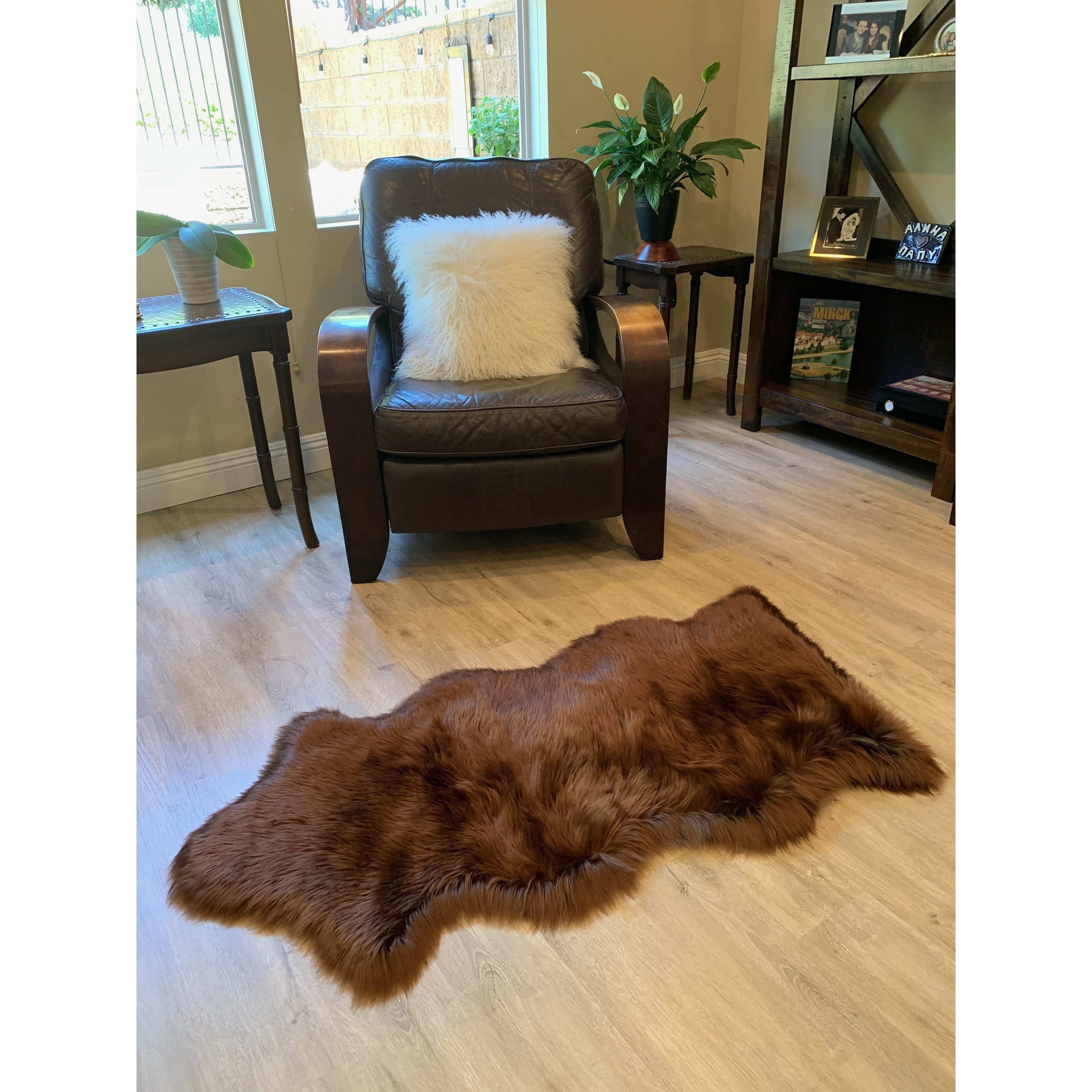Lambzy Highland Select Natural Long Wool Sheepskin 1-1/2 Pelt Shag Rug ...