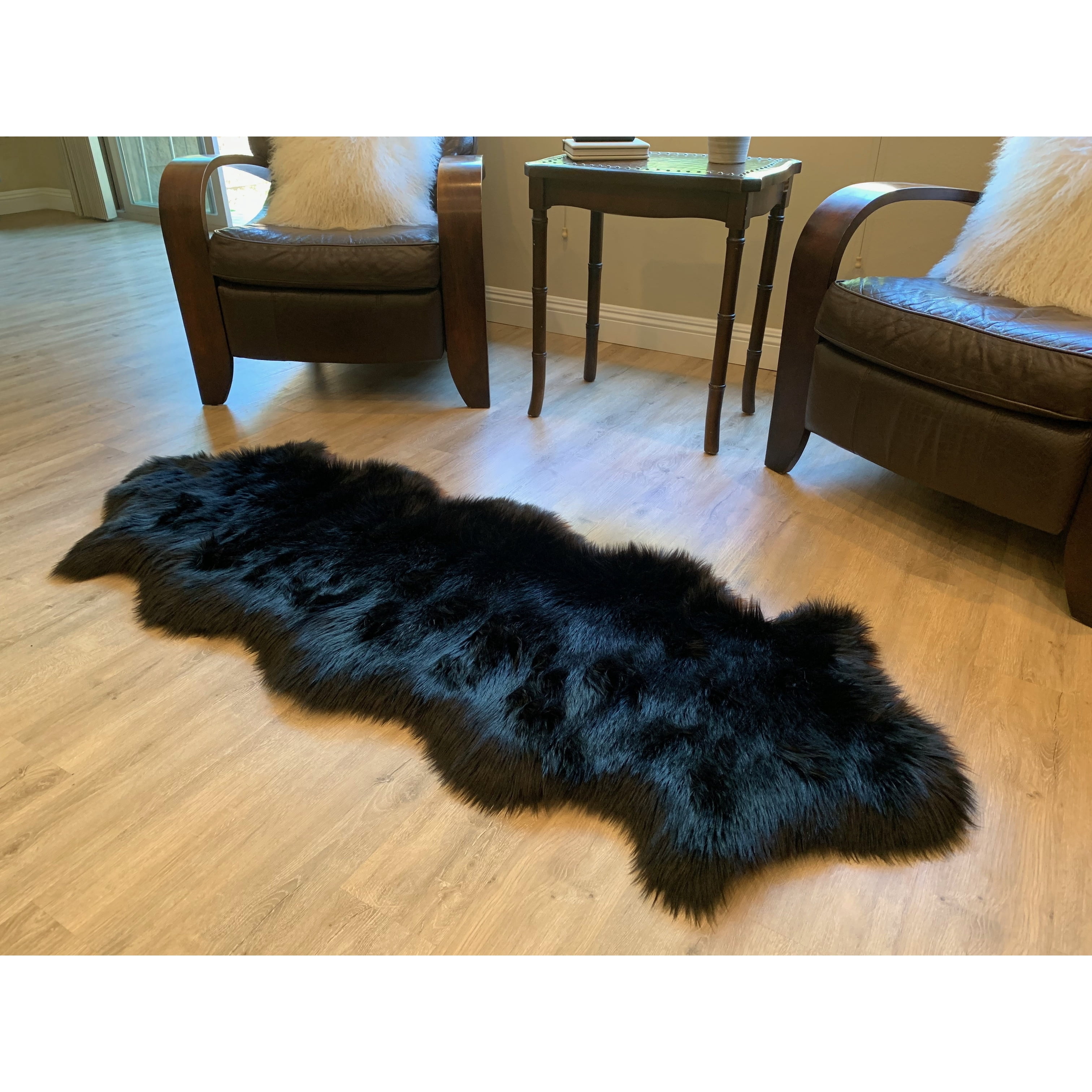 Lambzy Highland Select Natural Long Wool Sheepskin 2 Pelt Shag Rug - 2 ...