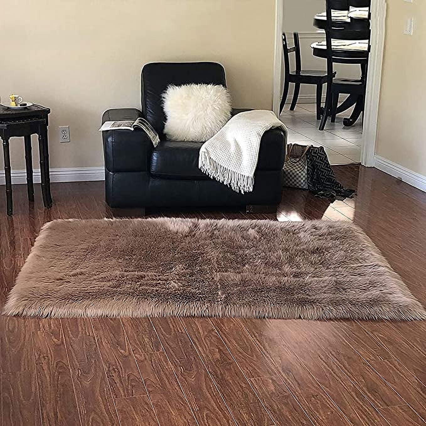 Lambzy area rug fur shag faux sheepskin Rectangular fluffy floor rugs ...