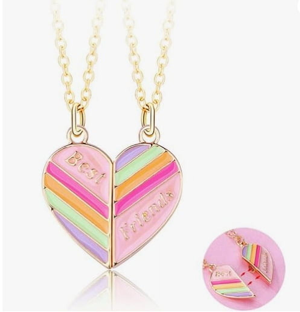 Lamdo Magnetic friend Necklace for 2 Girls Heart Rainbow Friends ...