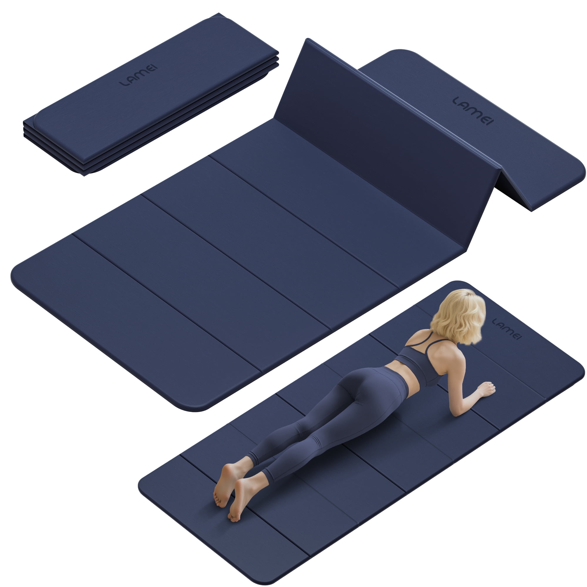 Lamei Foldable Yoga Mat, 31" Extra Wide Non-Slip Exercise Mats for Home ...