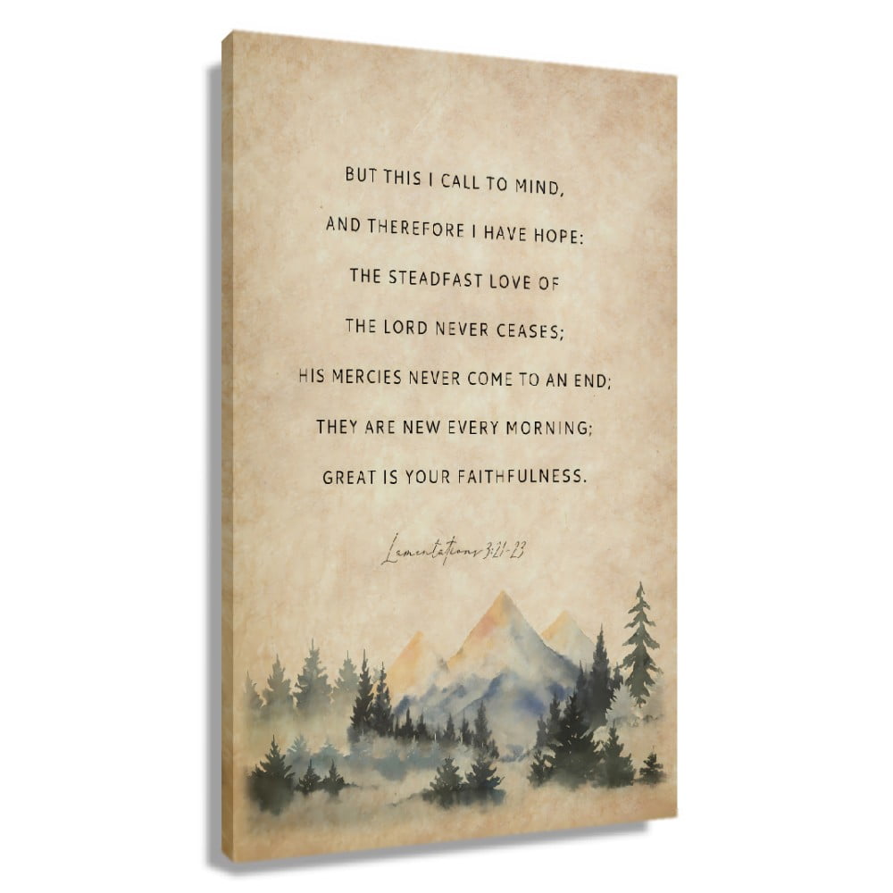 Lamentations 3:21-23 Bible Verse Canvas Wall Art, Scripture Poster ...