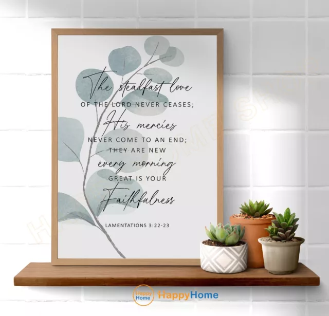 Lamentations 3:22-23 Bible Verse Wall Art The Steadfast Love Scripture ...
