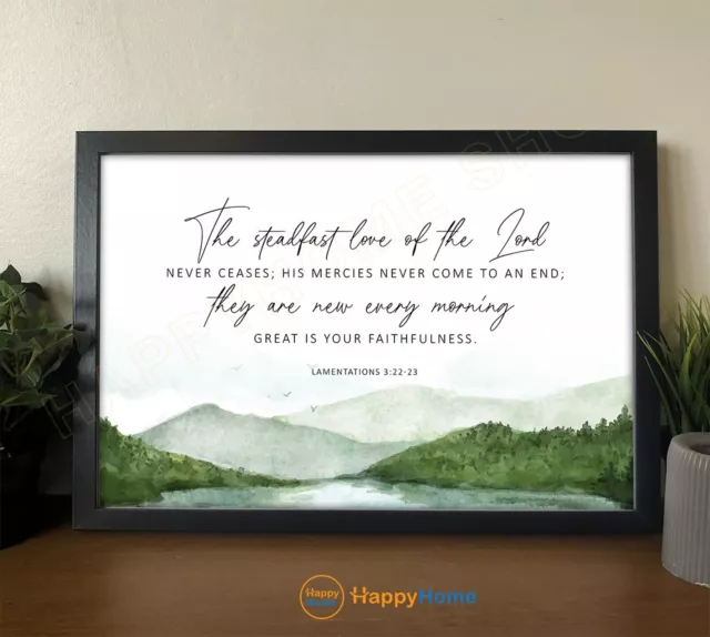 Lamentations 3:22-23 Bible Verse Wall Art The Steadfast Love Scripture ...