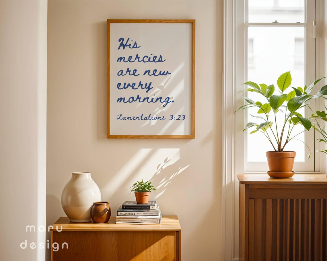 Lamentations 3:23 Wall Art, Minimalist Christian Decor, Bible Verse ...