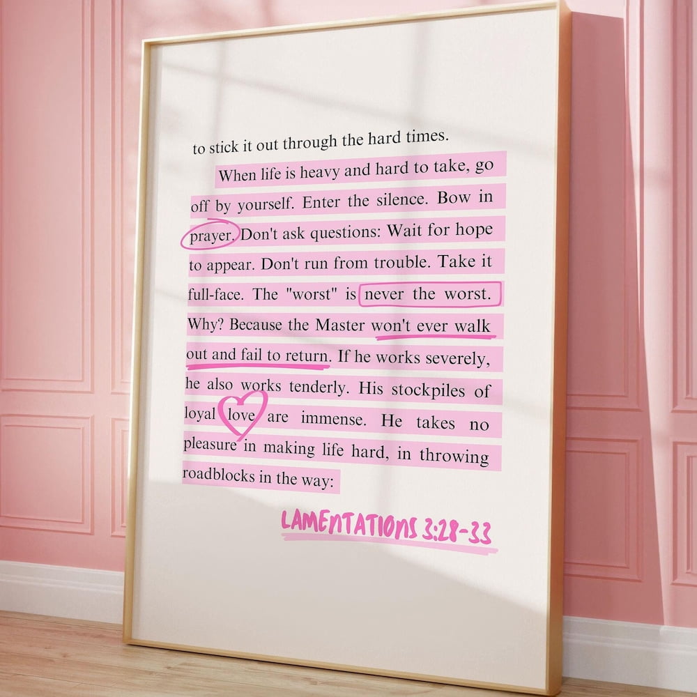 Lamentations 3 Wall Art Christian Pink Quote Wall Prints Christian Wall ...