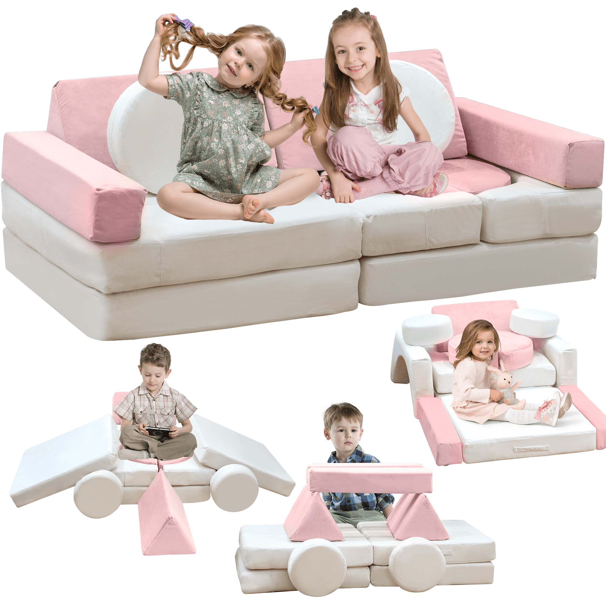 Lamerge 13 Pcs Toddler Sofa for Kids, Linor Modular Kids Couch for ...