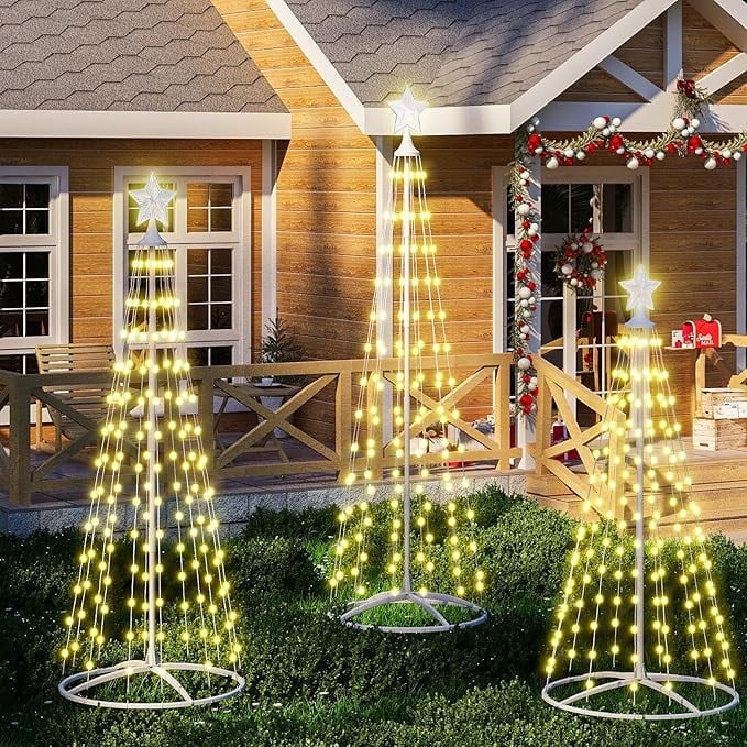 Lamerge 3 Piece Christmas Tree Lights Decoration for Outdoor/Indoor ...