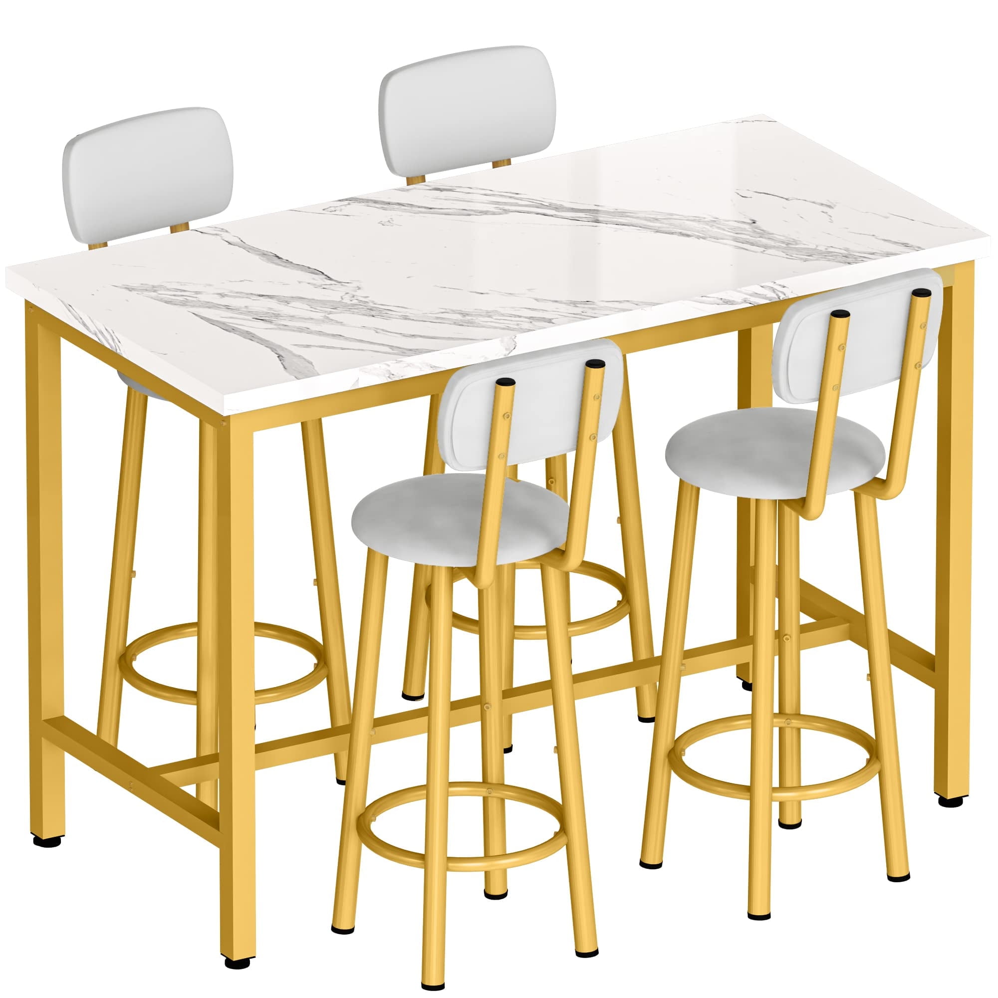 Lamerge 43.3” Dining Table Set for 4, Rectangle Bar Table with 4 PU ...