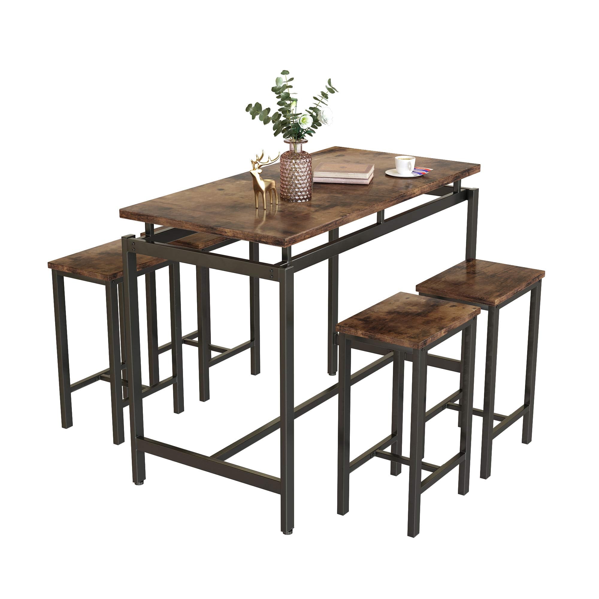 Lamerge 5 Piece Dining Table Set, Modern Kitchen Table and Chairs for 4 ...