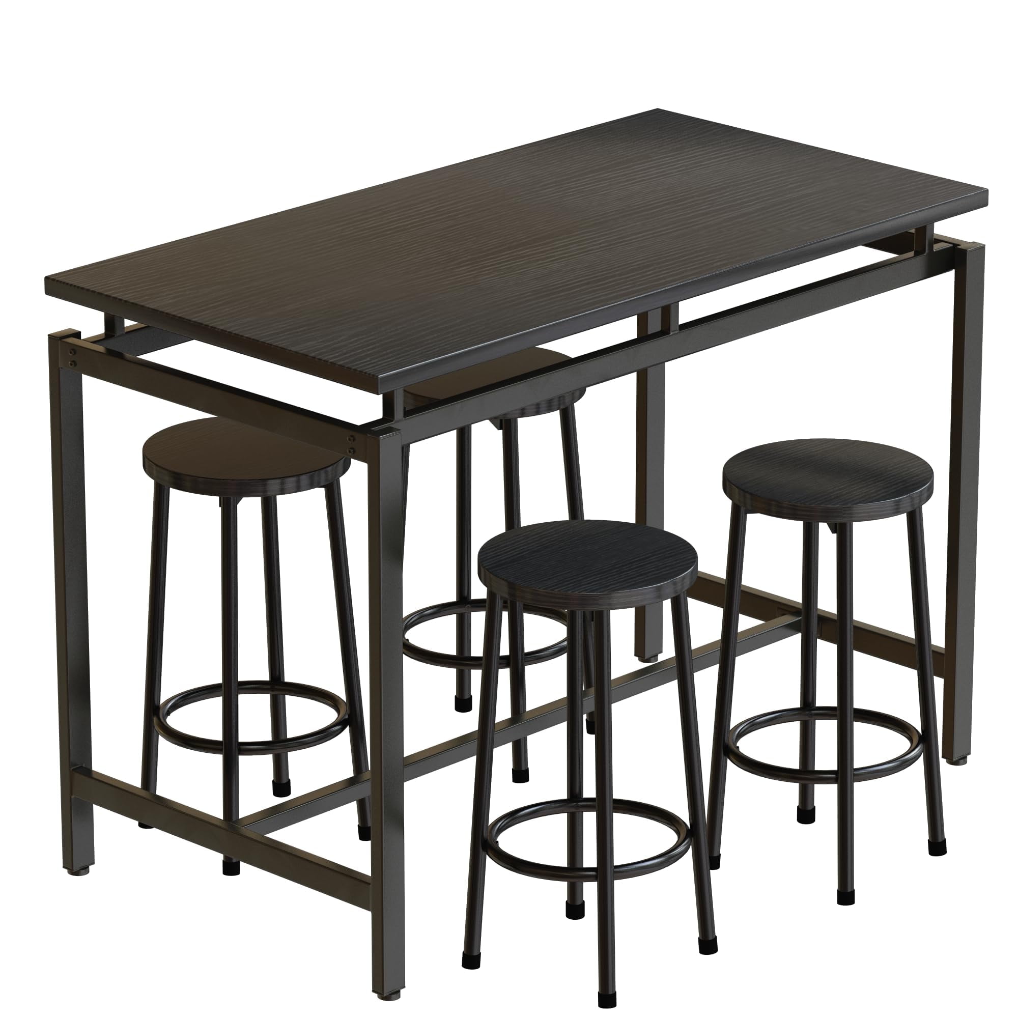 Lamerge 5 Pieces Dining Table Set for 4, Black Bar Table Set with 4 ...