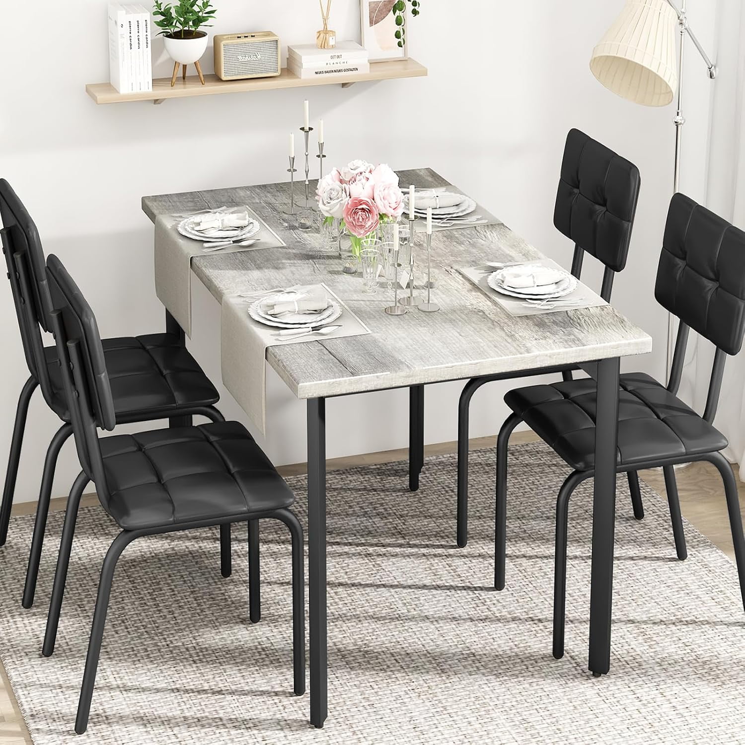 Lamerge Dining Table Set for 4, 47 Inch Kitchen Dining Table Set ...