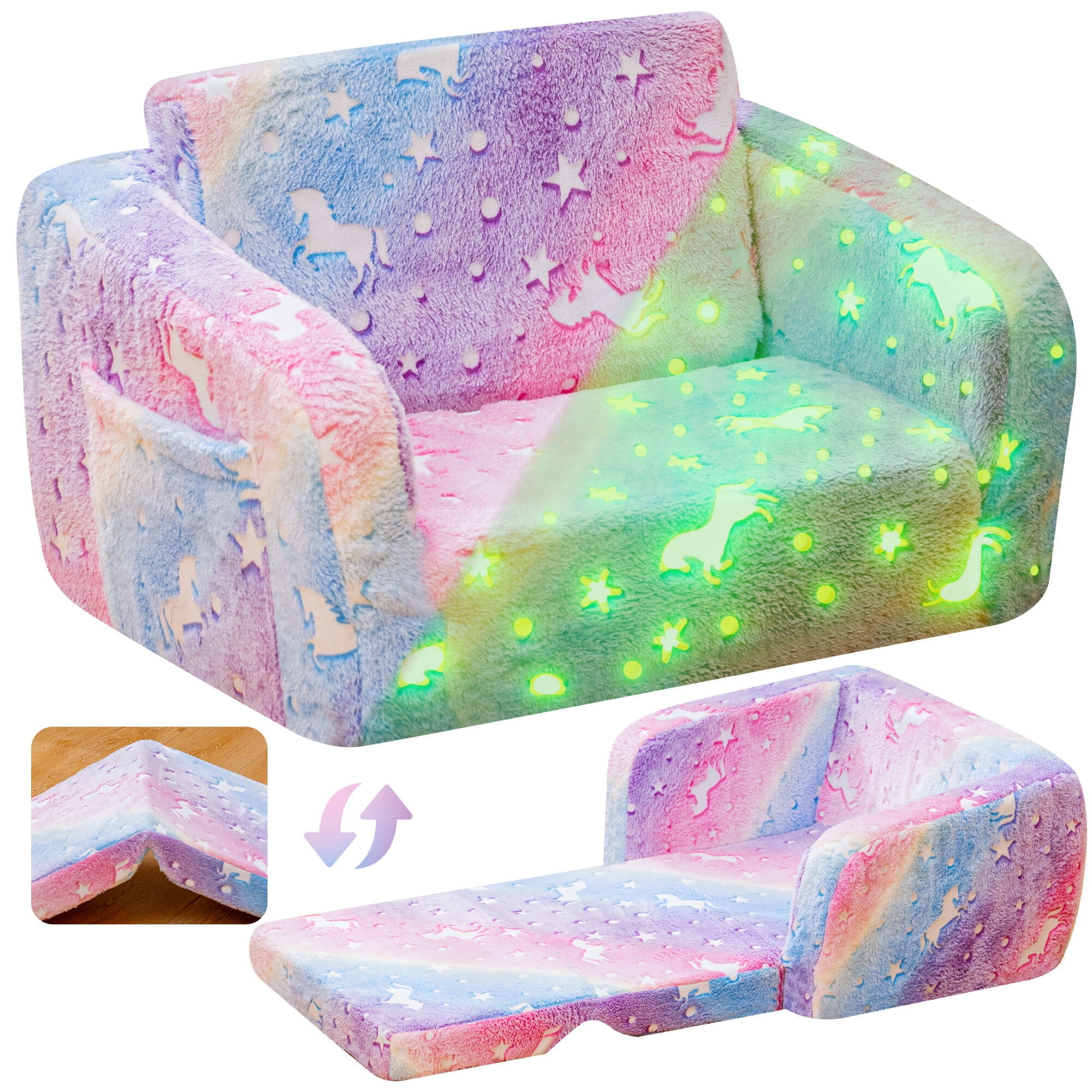 Lamerge Kids Toddler Sofa 2 in 1 Convertible Kids Sofa and Recliner ...