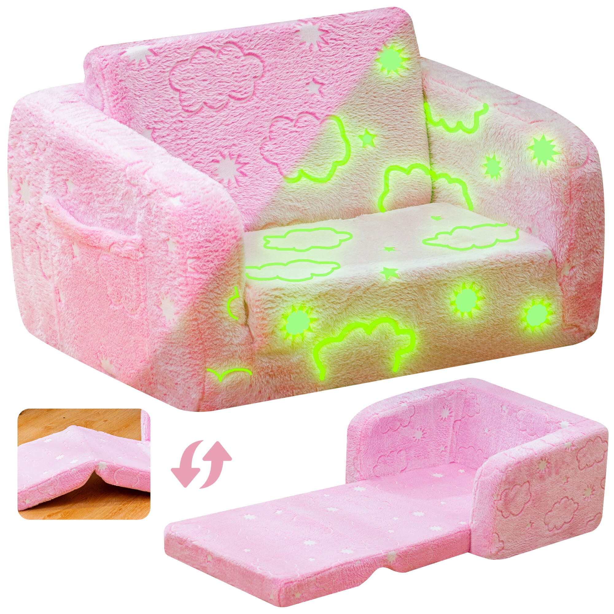 Lamerge Kids Toddler Sofa 2 in 1 Convertible Kids Sofa and Recliner ...