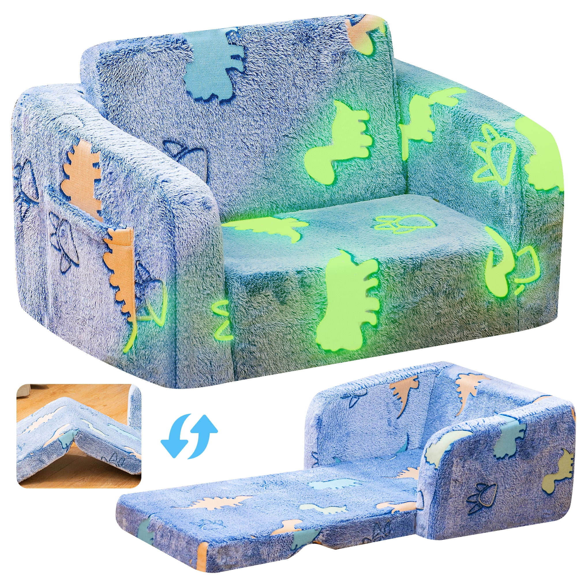 Lamerge Kids Toddler Sofa 2 in 1 Convertible Kids Sofa and Recliner ...