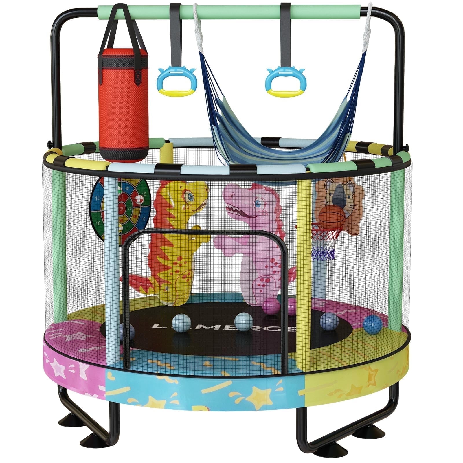 Lamerge Kids Mini Round Trampoline, 65 Inch Kids Trampoline with ...