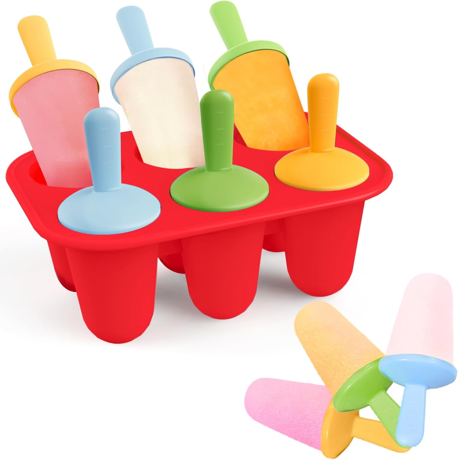 Lamesa Popsicles Molds Silicone, 6 Pieces BPA-Free Ice Pop Mold ...