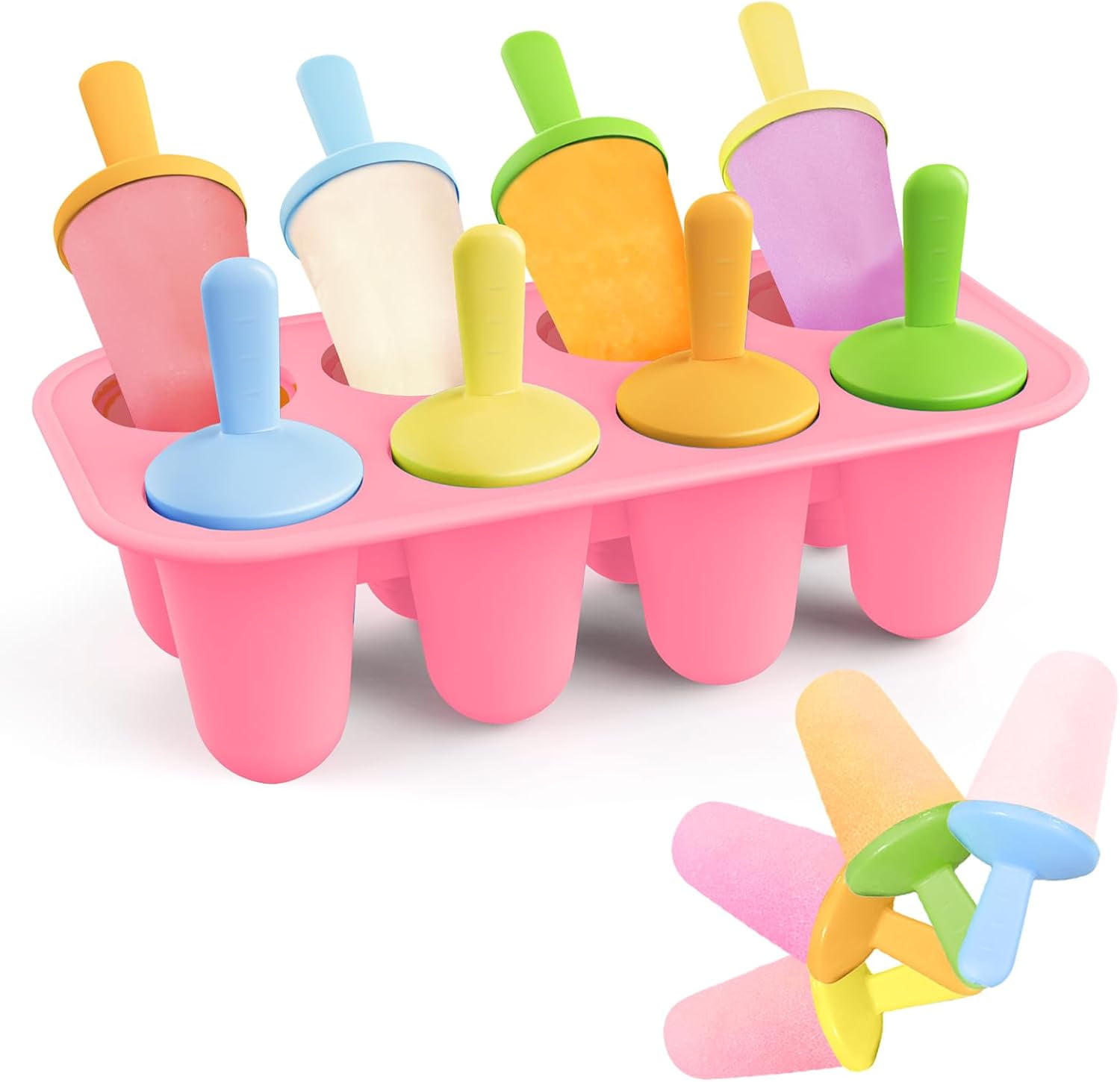 Lamesa Popsicles Molds Silicone, 8 Pieces BPA-Free Ice Pop Mold ...
