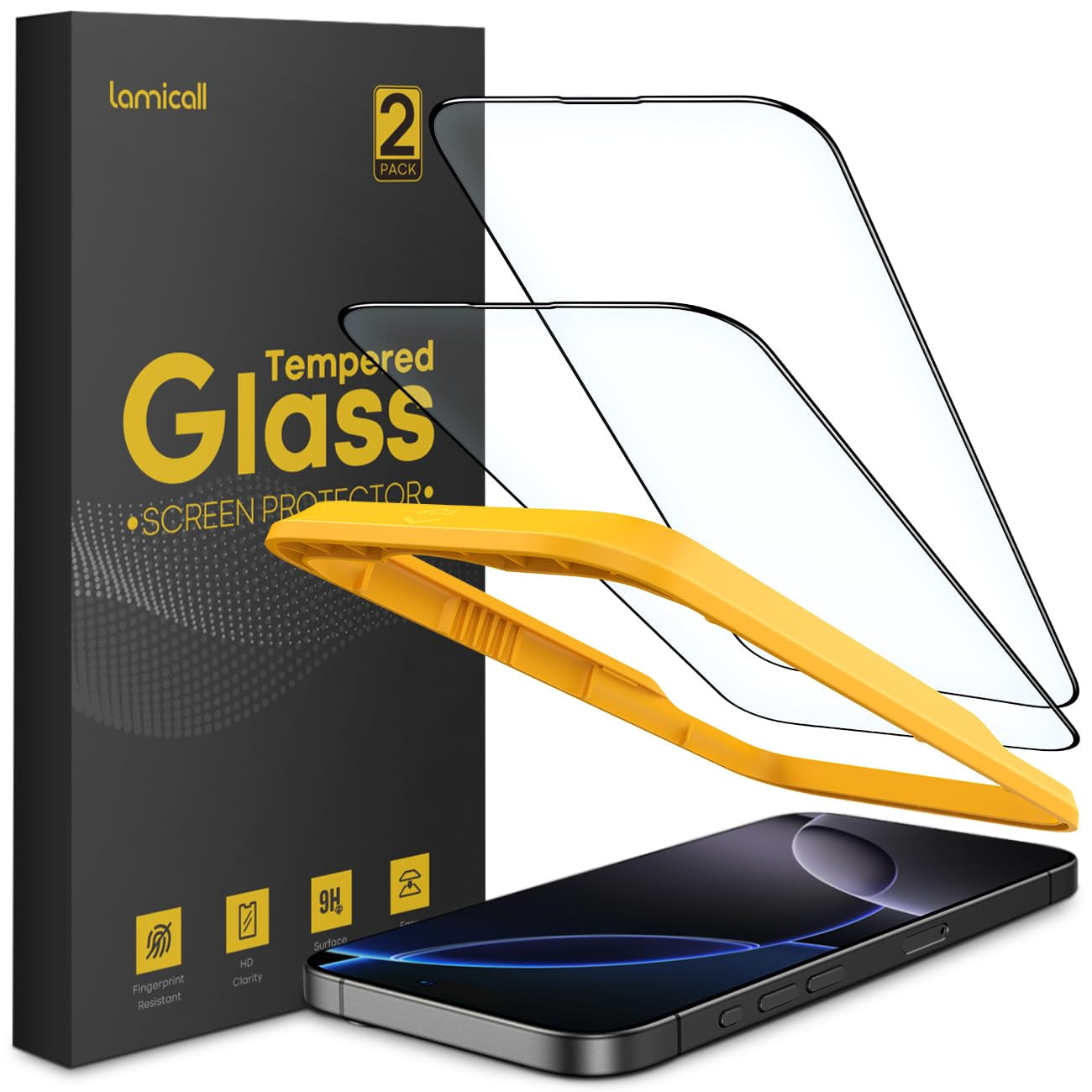 Lamicall Screen Protector for iPhone 16 Pro Max (6.9"), [Top 9H Tempered Glass Film], Easy ...