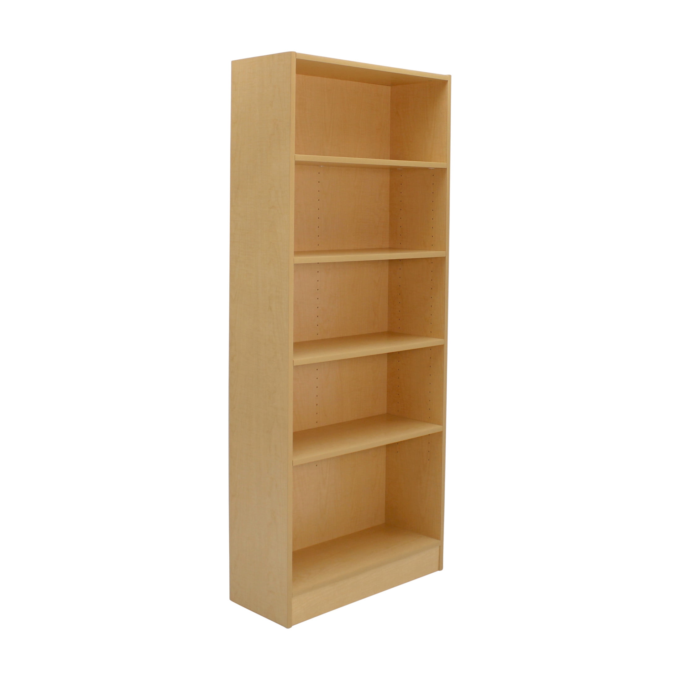 Laminate Bookcase 5-Shelf 72" Height - Maple - Walmart.com